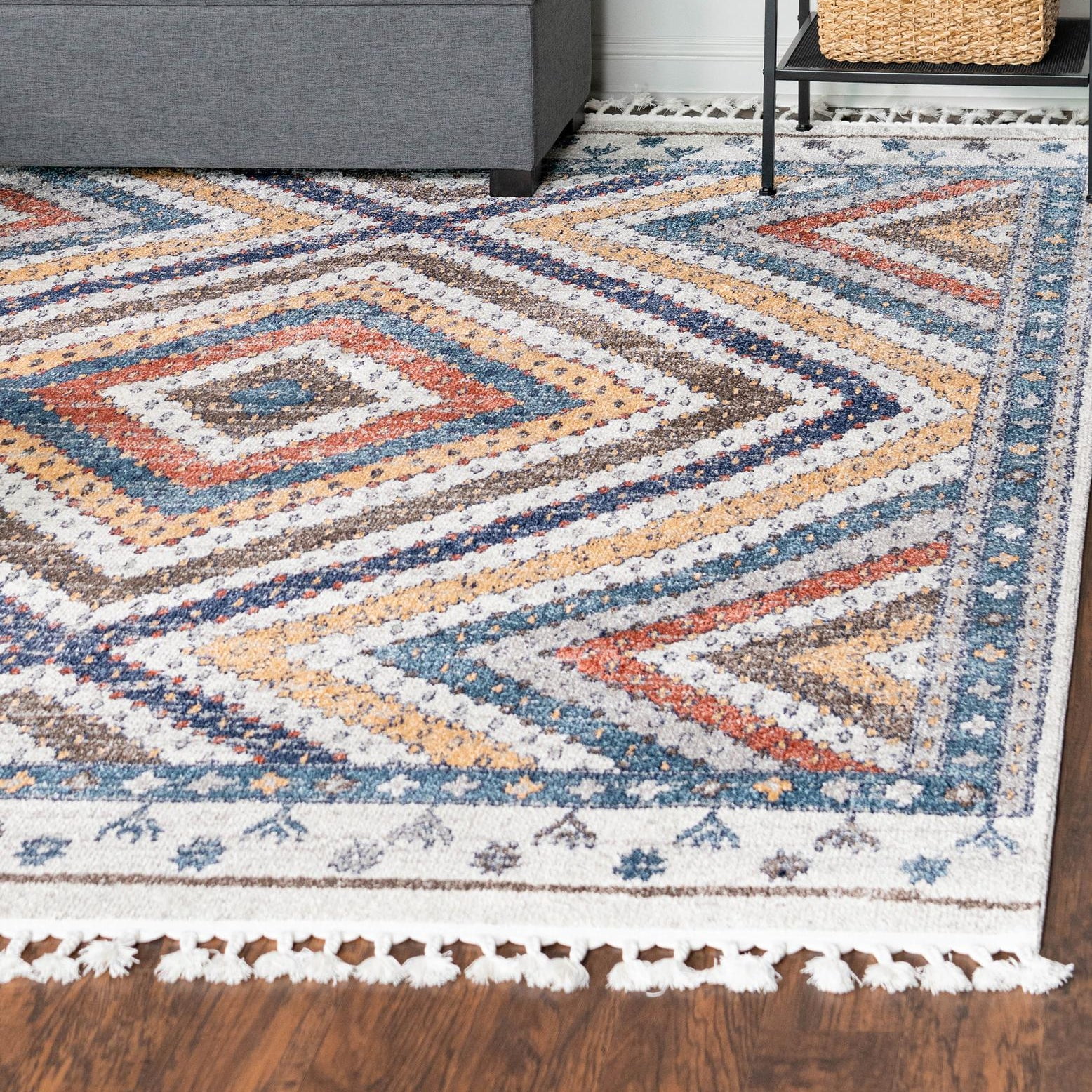 Unique Loom Aramis Collection Area Rug - Rio (10' Square Blue/Cream ...