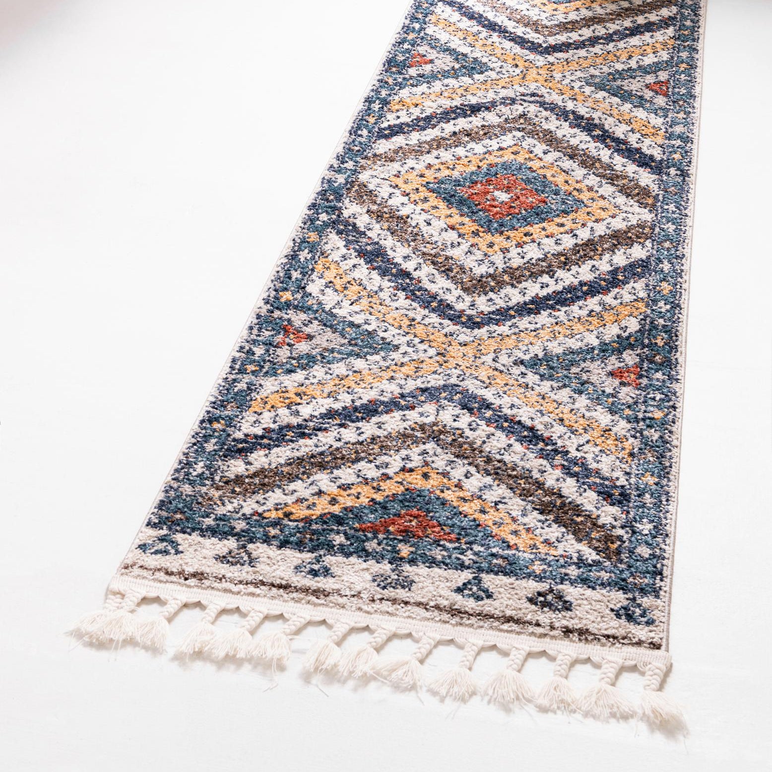 Unique Loom Aramis Collection Area Rug - Rio (2' x 8' Runner Blue/Cream ...