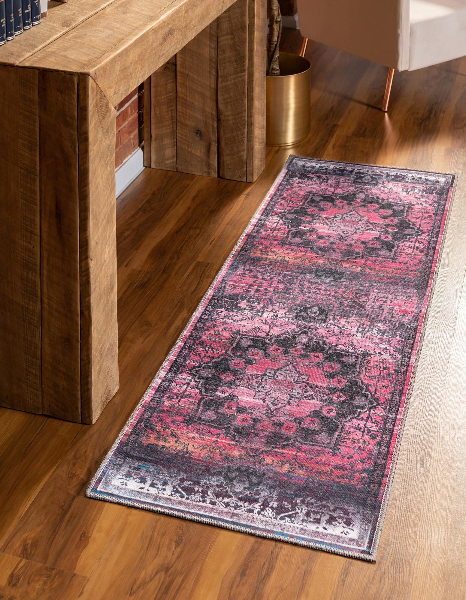 Unique Loom Roma Renaissance Rug Antique Rose/Black 2' x 6' 1" Runner ...