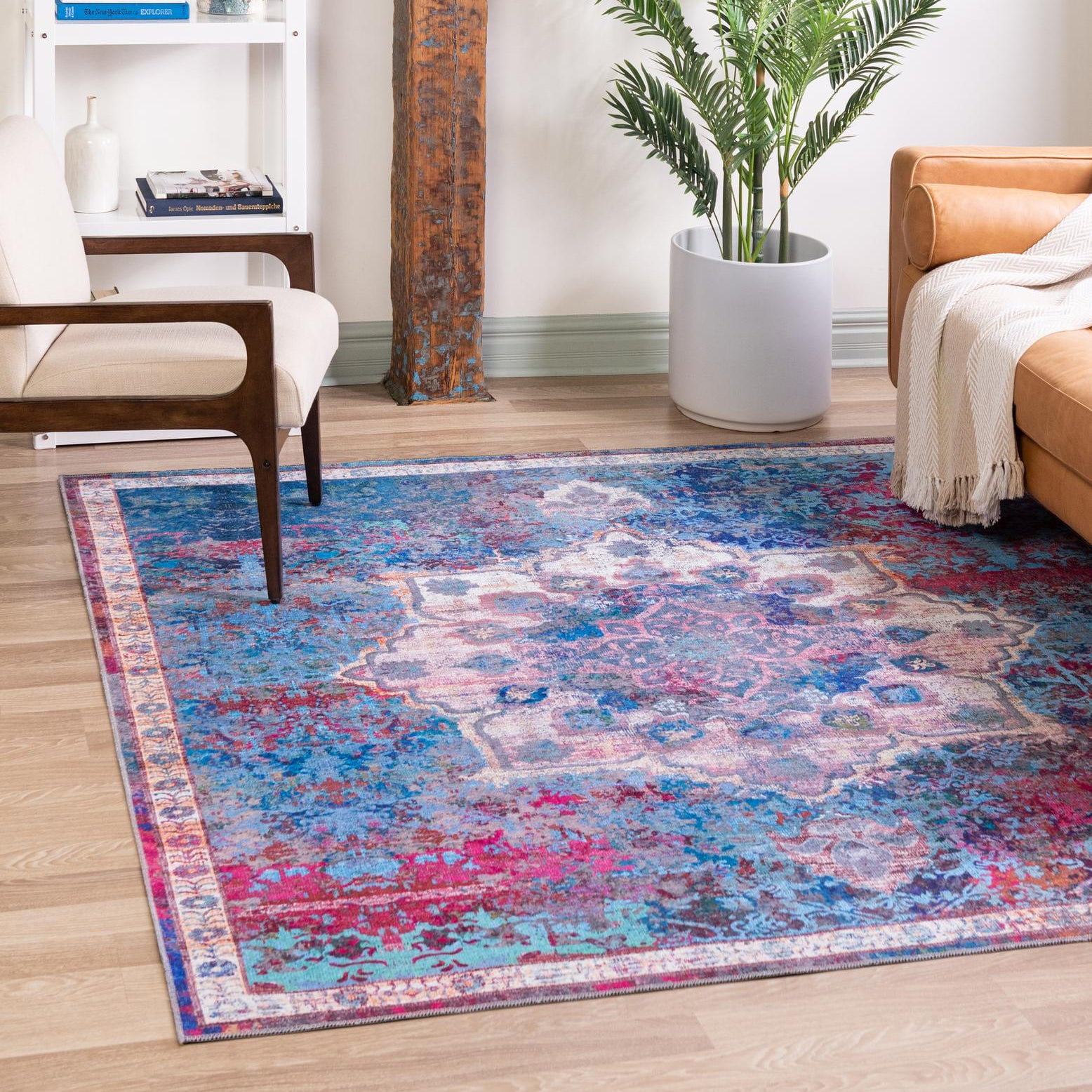 Unique Loom Renaissance Collection Area Rug - Roma (7' 10" Square Tie Dye/Cream) - Walmart.com
