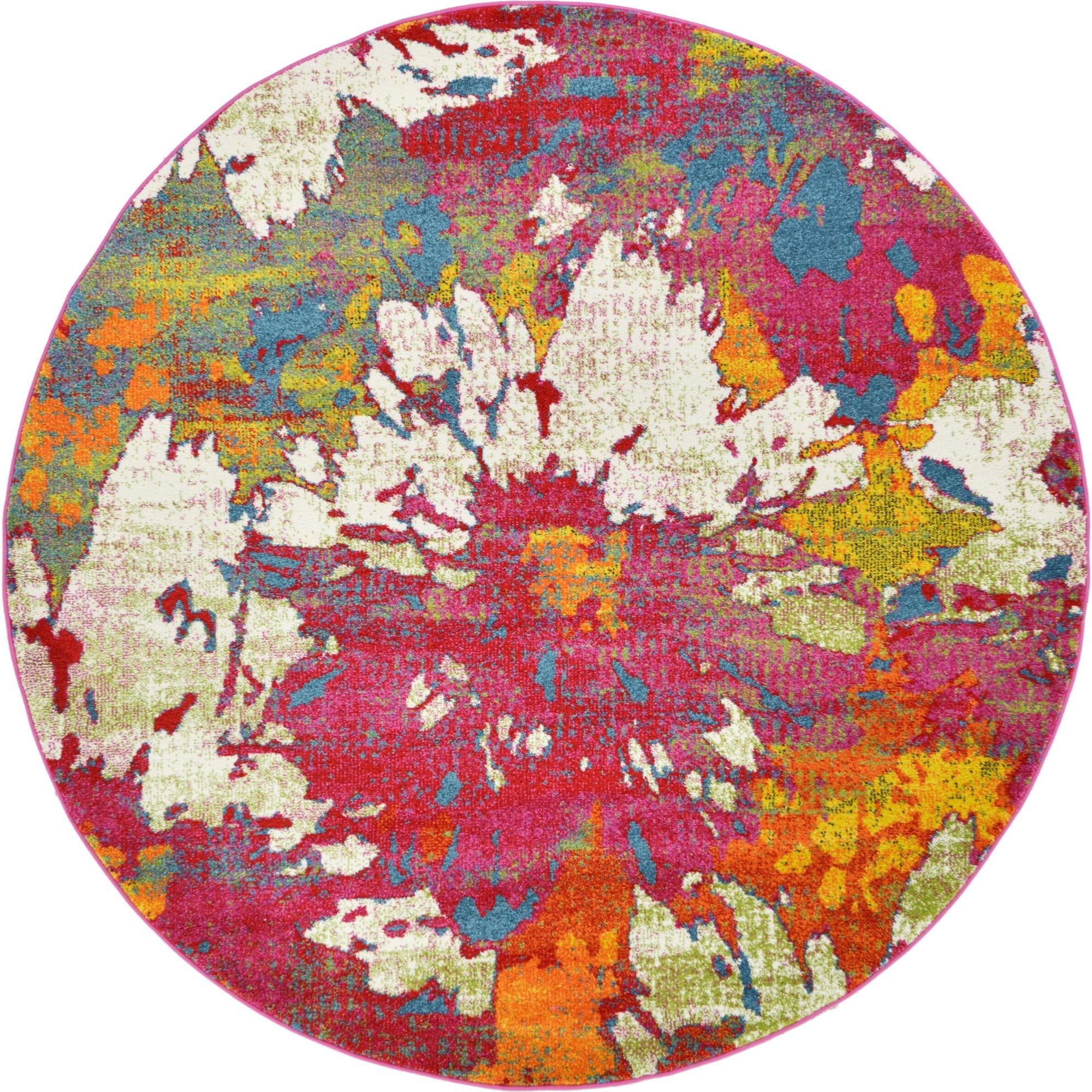 Unique Loom Round Floral Modern Area Rugs, Multi-color - Walmart.com