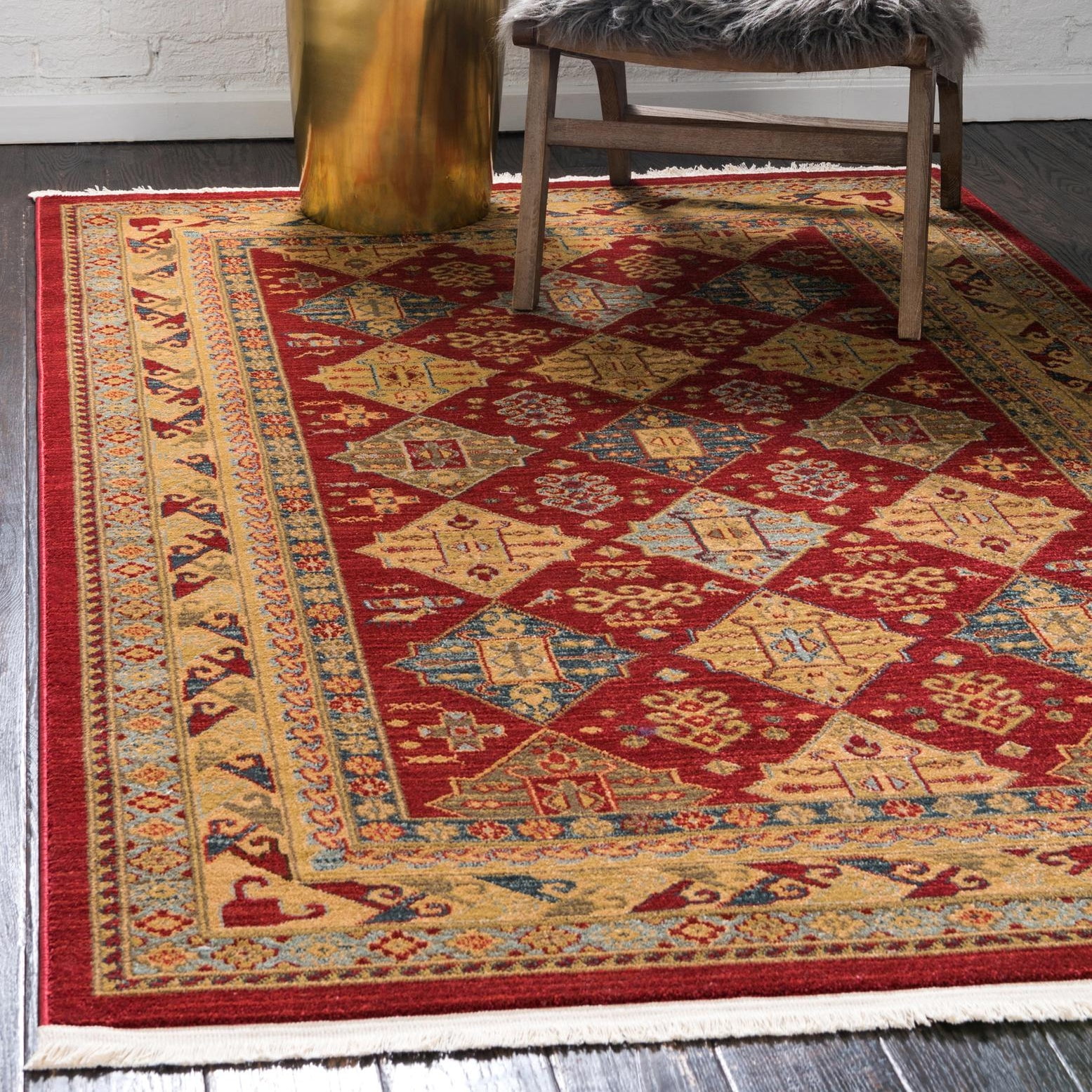 Unique Loom Sahand Collection Area Rug - Xerxes (8' x 11' Rectangle Red ...