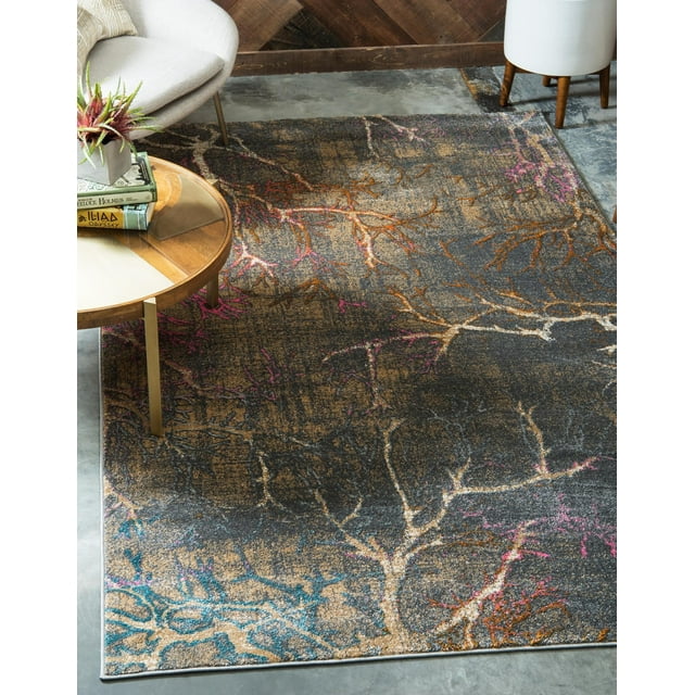 Unique Loom Sala Aurora Contemporary Floral Area Rug or Runner ...