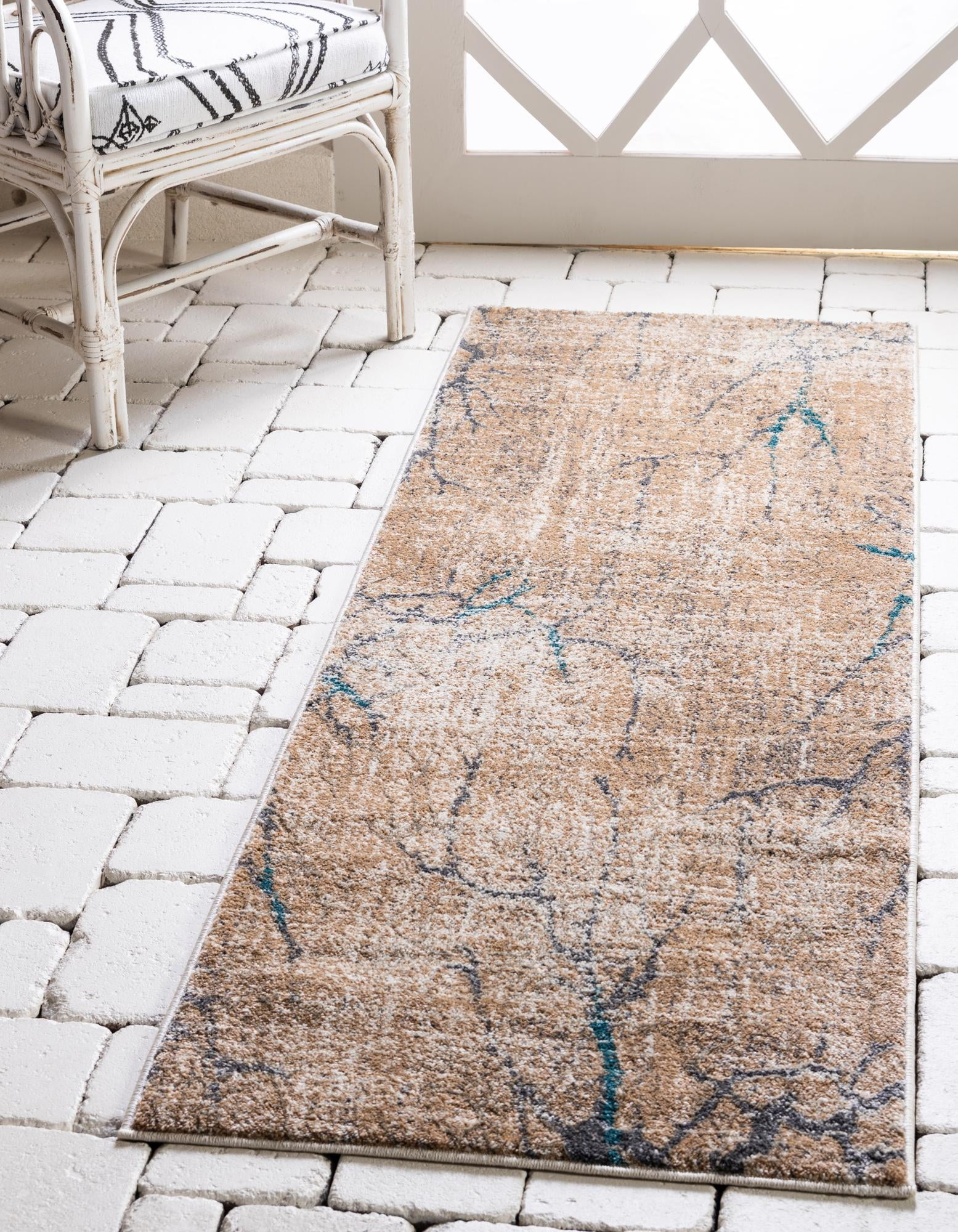 Unique Loom Sala Aurora Contemporary Floral Area Rug or Runner ...