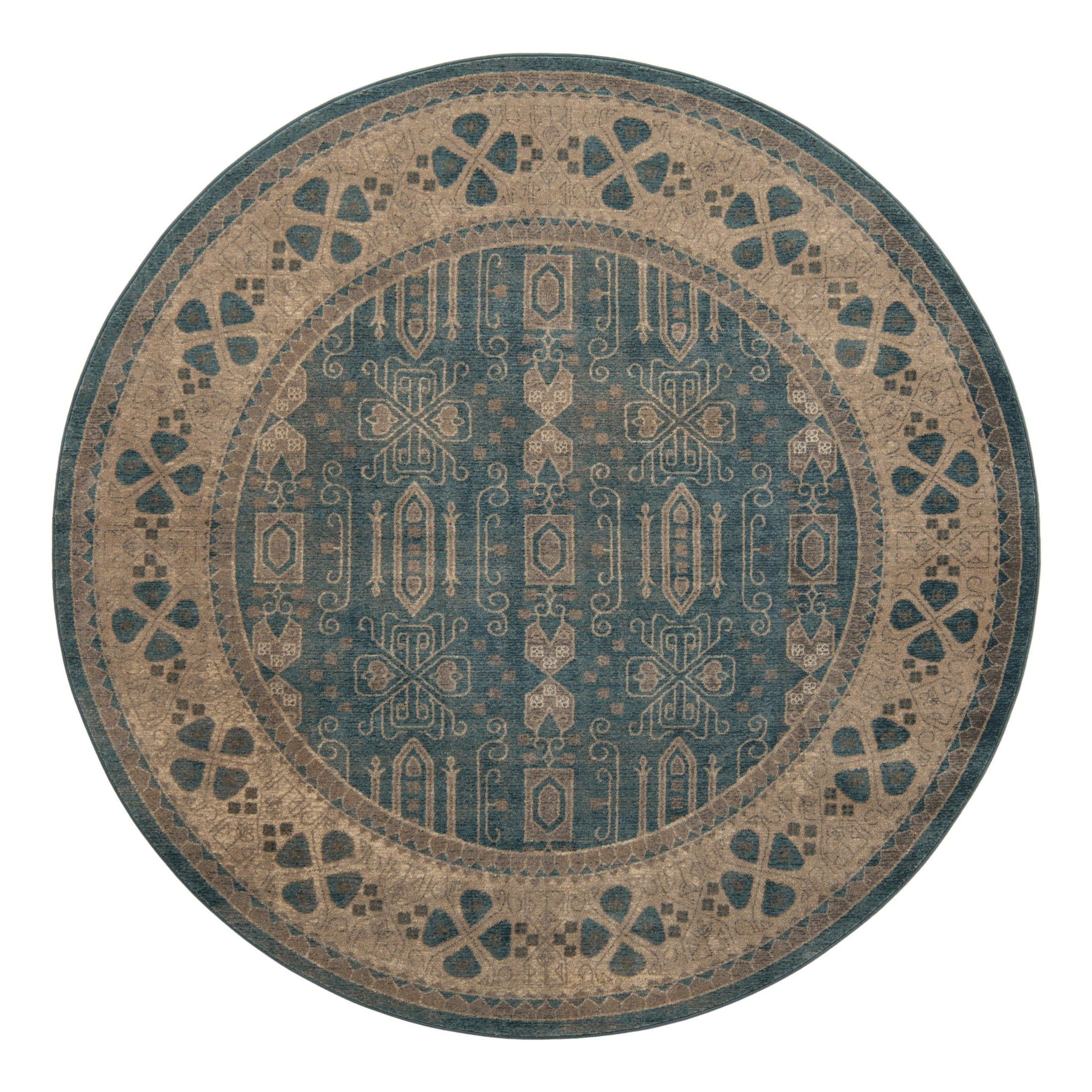 Unique Loom Salzburg Collection Area Rug - Aigen (7' 3" Round Light ...