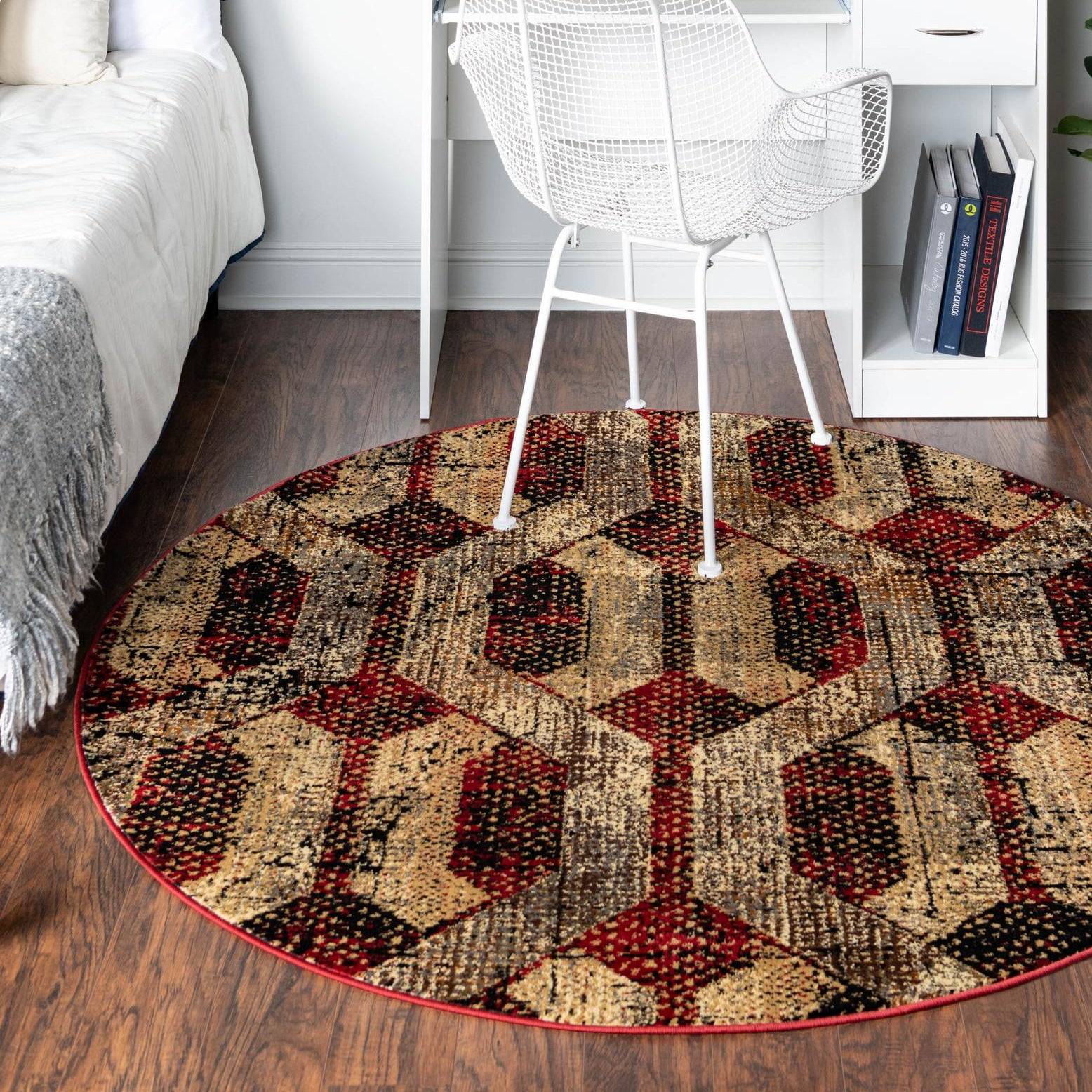 Unique Loom Saturn Collection Area Rug - Astra (3' 3" Round Burgundy ...