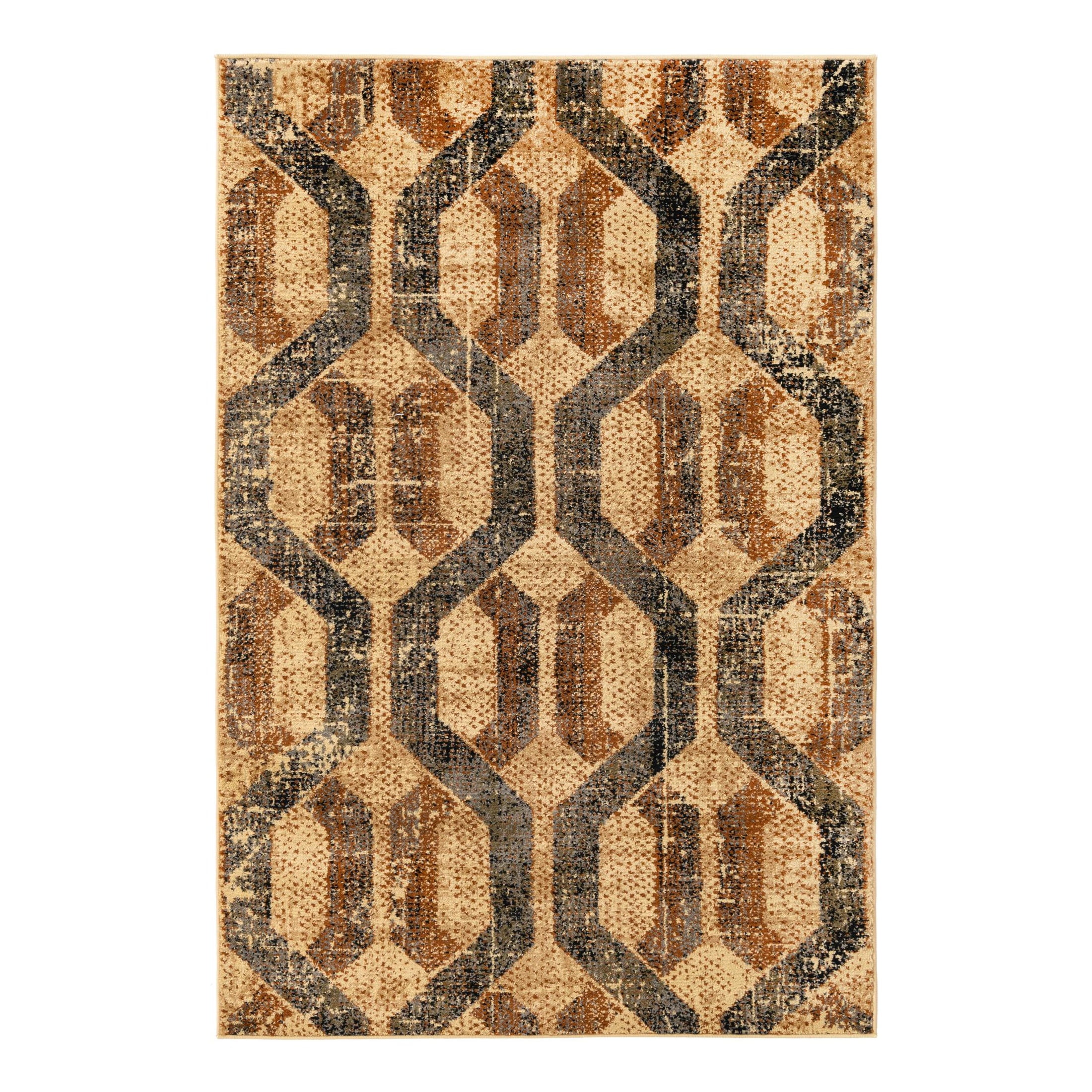Unique Loom Saturn Collection Area Rug - Astra (4' x 6' Rectangle Beige ...