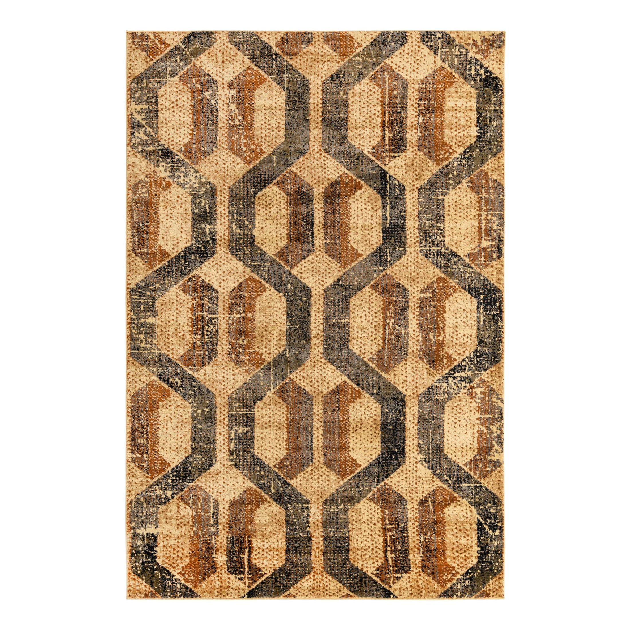 Unique Loom Saturn Collection Area Rug - Astra (6' x 9' Rectangle Beige ...