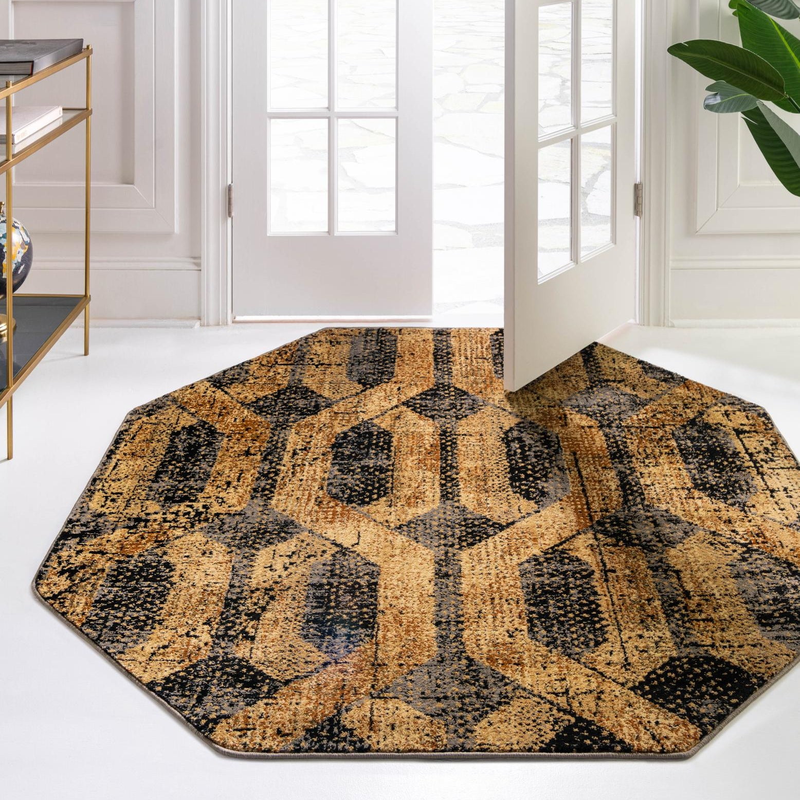 Unique Loom Saturn Collection Area Rug - Astra (8' Octagon Black Gray ...