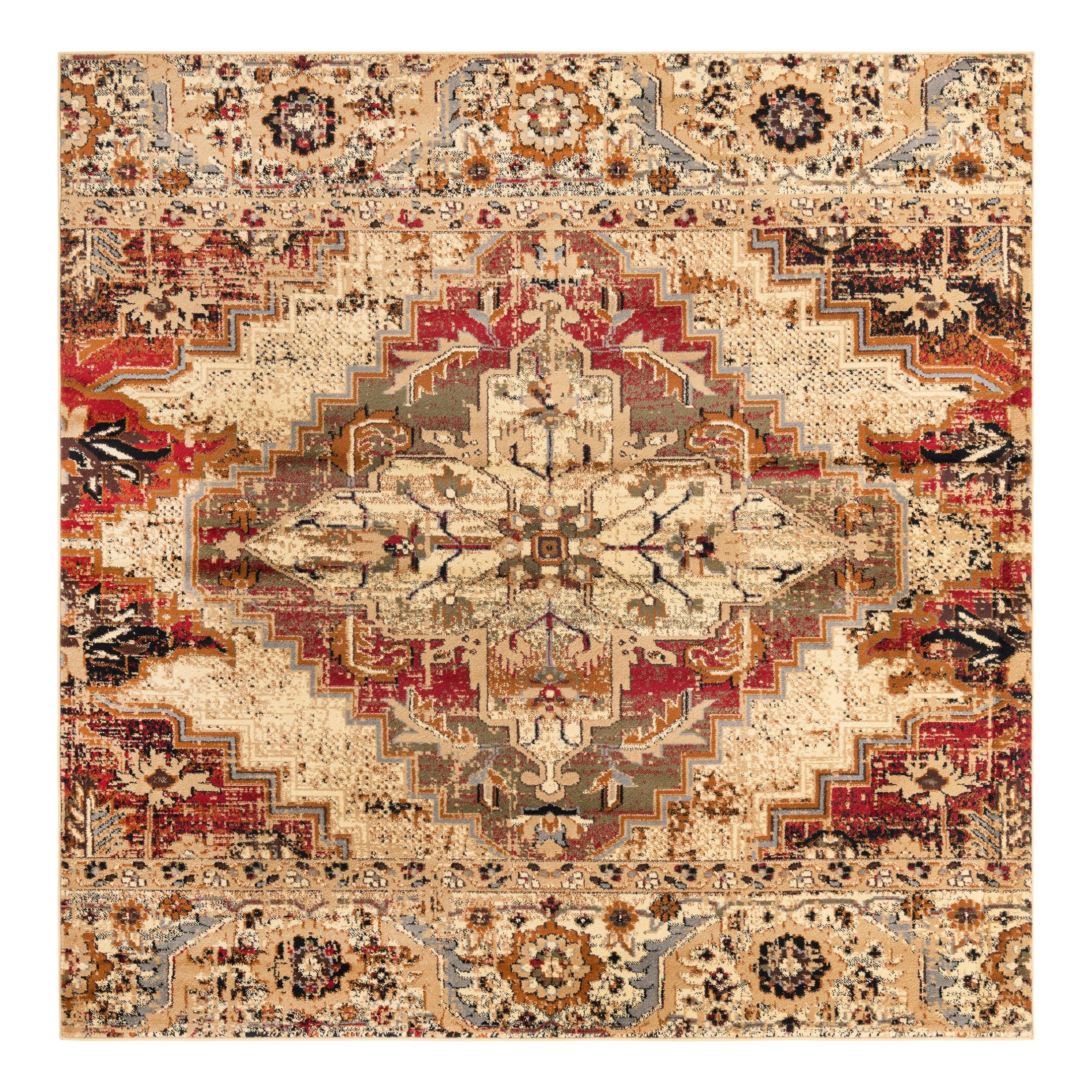 Unique Loom Saturn Collection Area Rug - Evo (7' 10" Square Burgundy ...