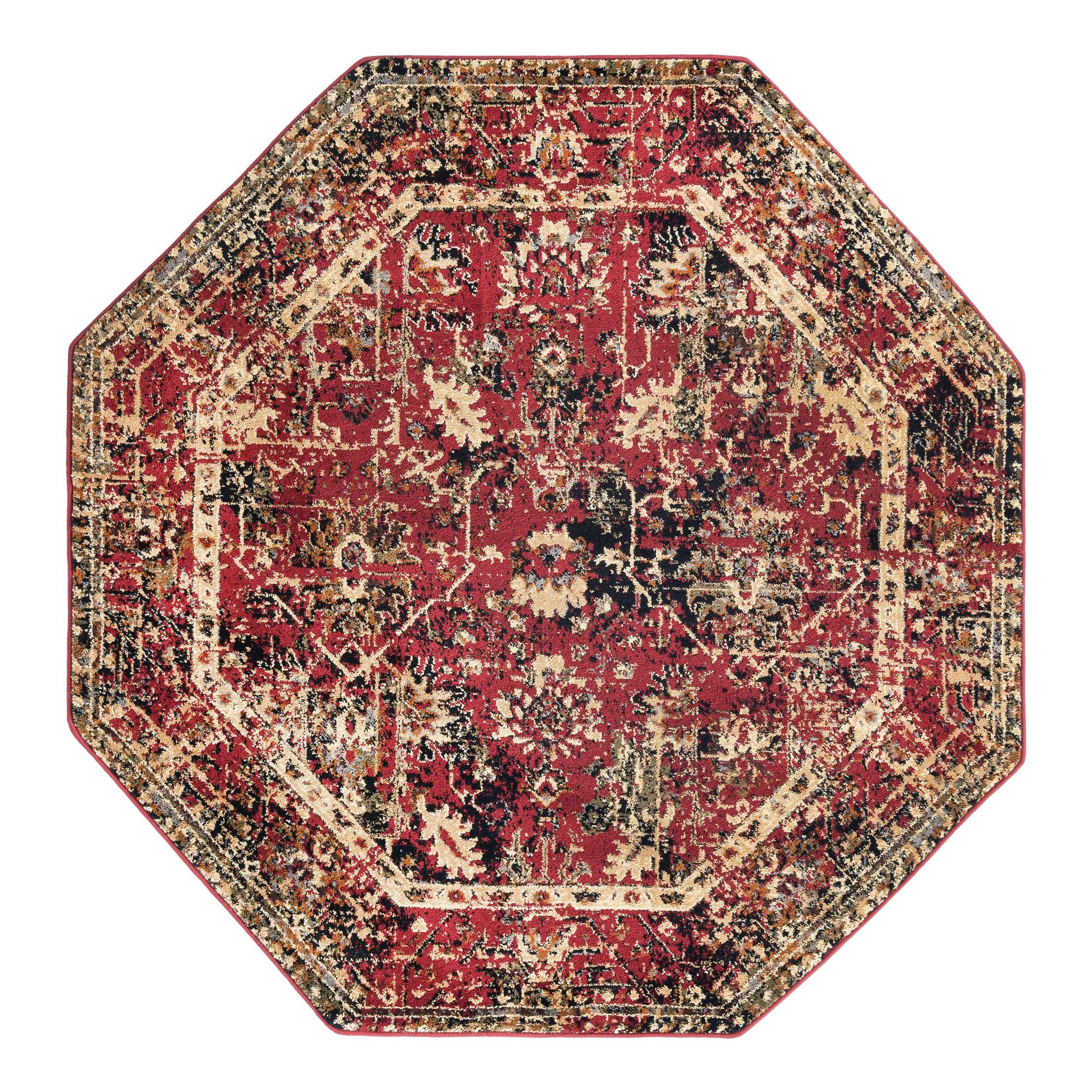 Unique Loom Saturn Collection Area Rug - Ion (5' 3" Octagon Burgundy ...