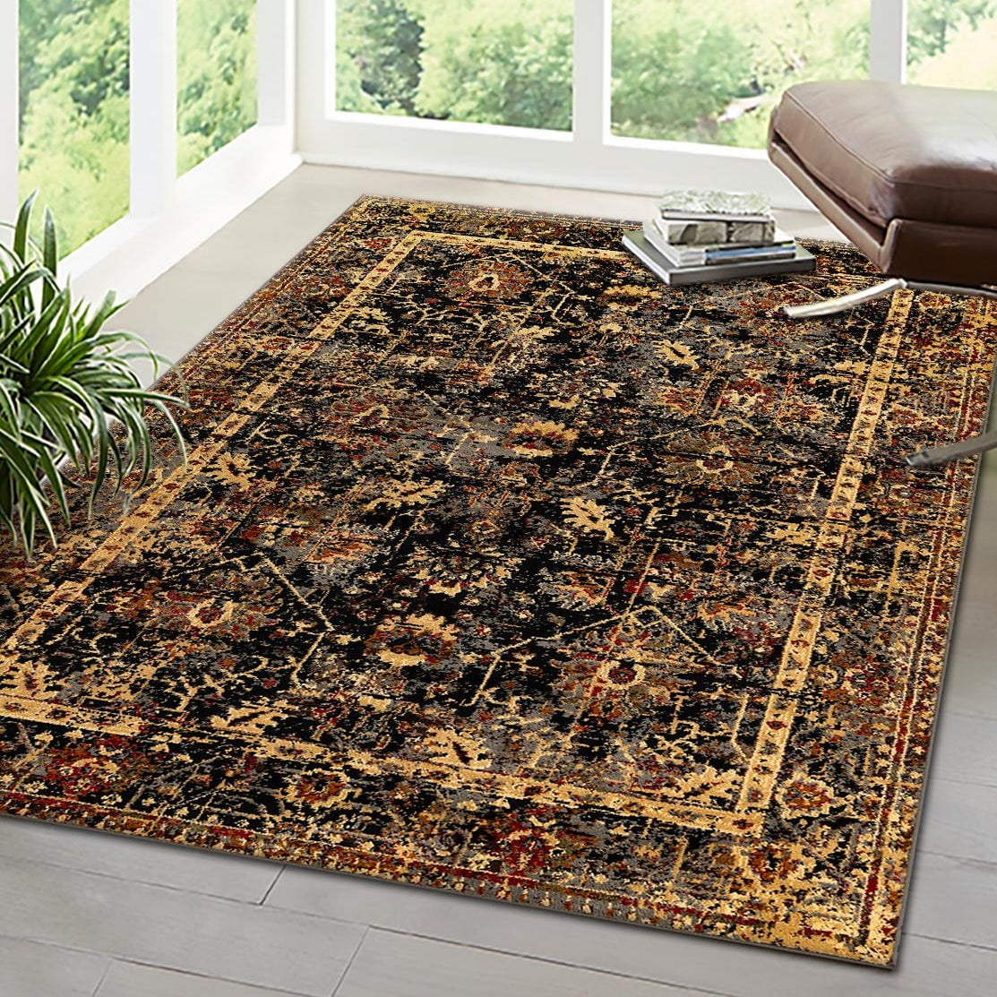 Unique Loom Saturn Collection Area Rug - Ion (9' x 12' Rectangle Black ...