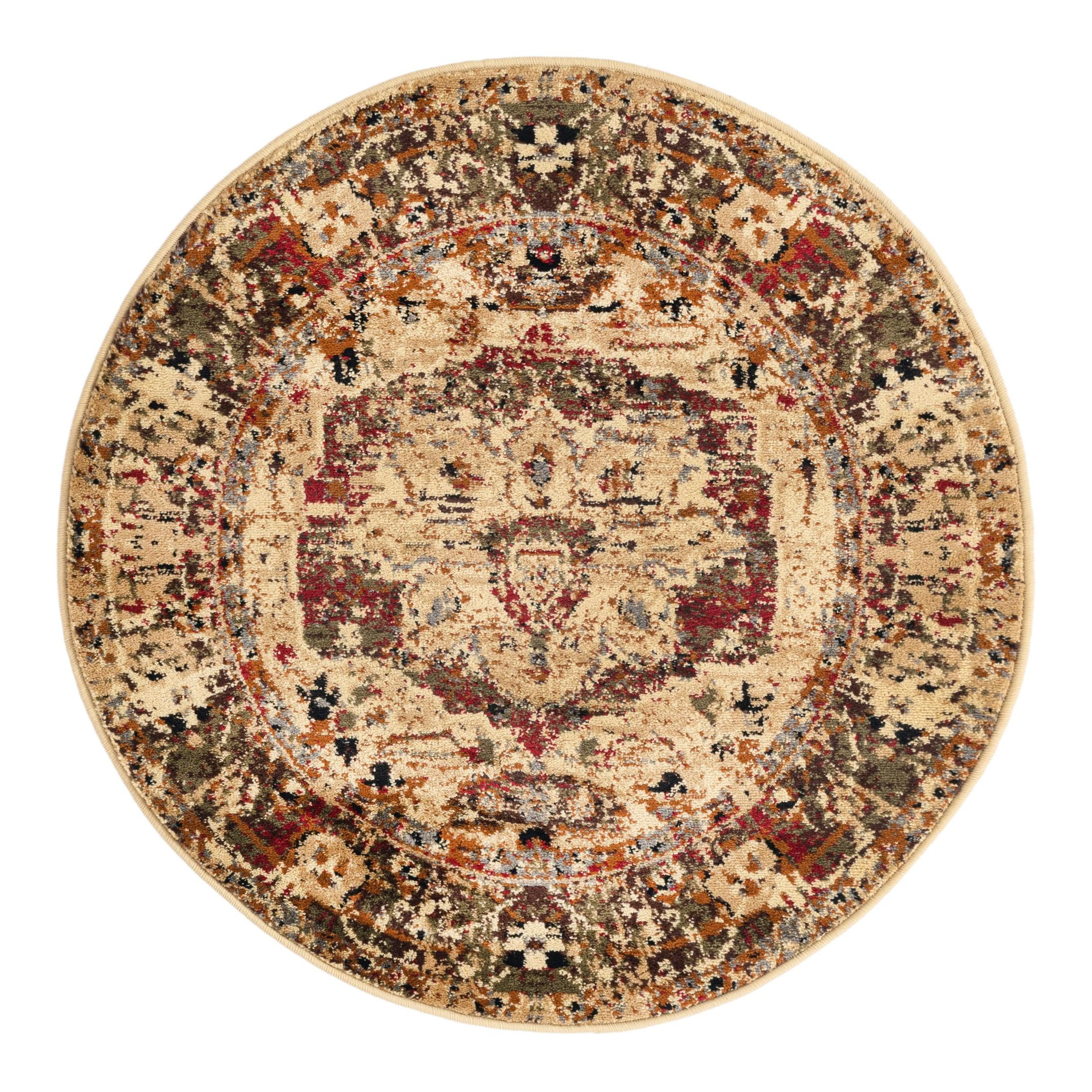 Unique Loom Saturn Collection Area Rug - Outlook (3' 3" Round Cream ...