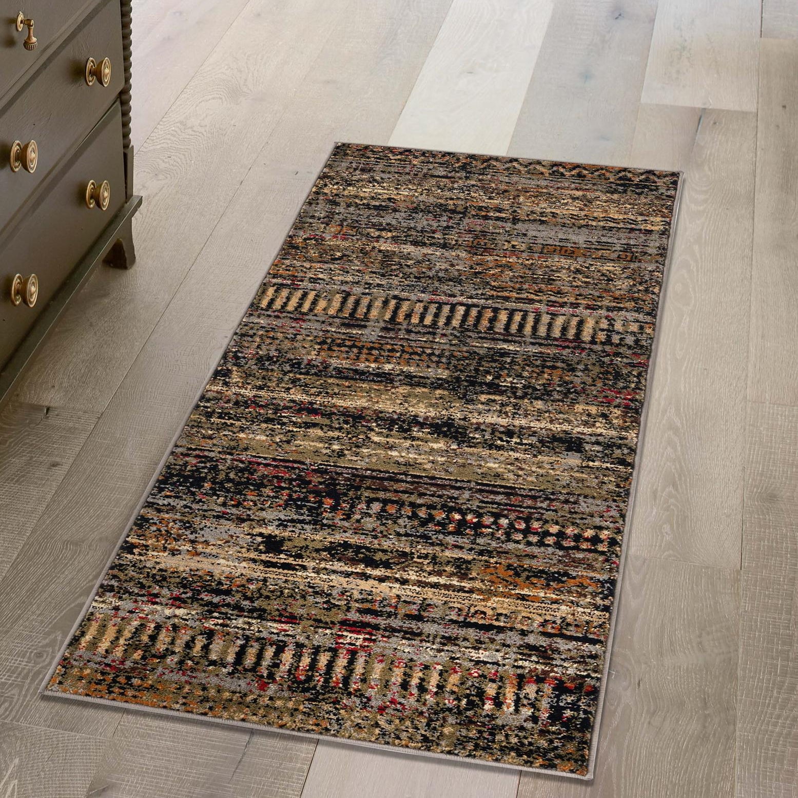 Unique Loom Saturn Collection Area Rug - Relay (2' 7" x 14' Runner Blue ...