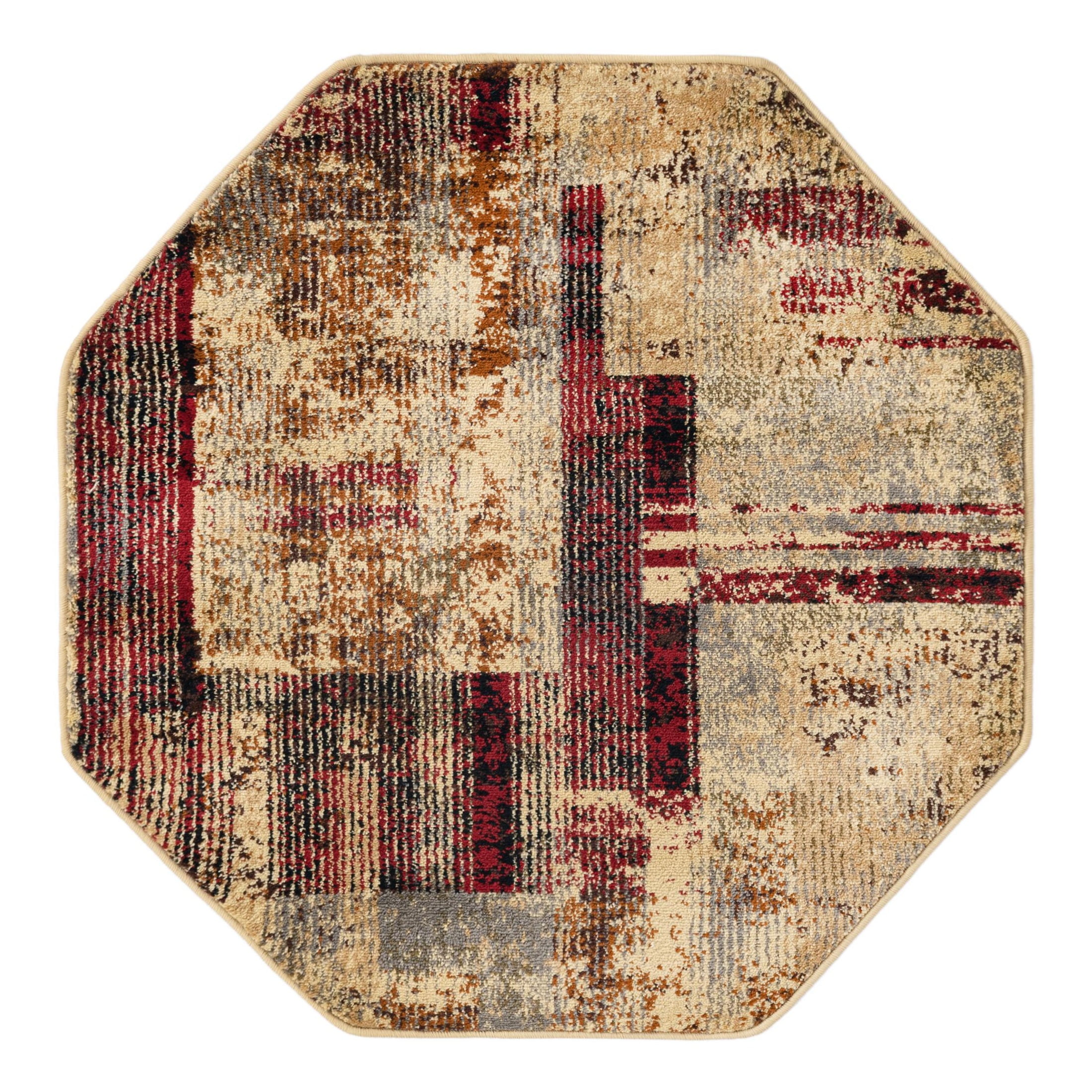 Unique Loom Saturn Collection Area Rug - Sky (3' 3" Octagon Multi/Cream ...