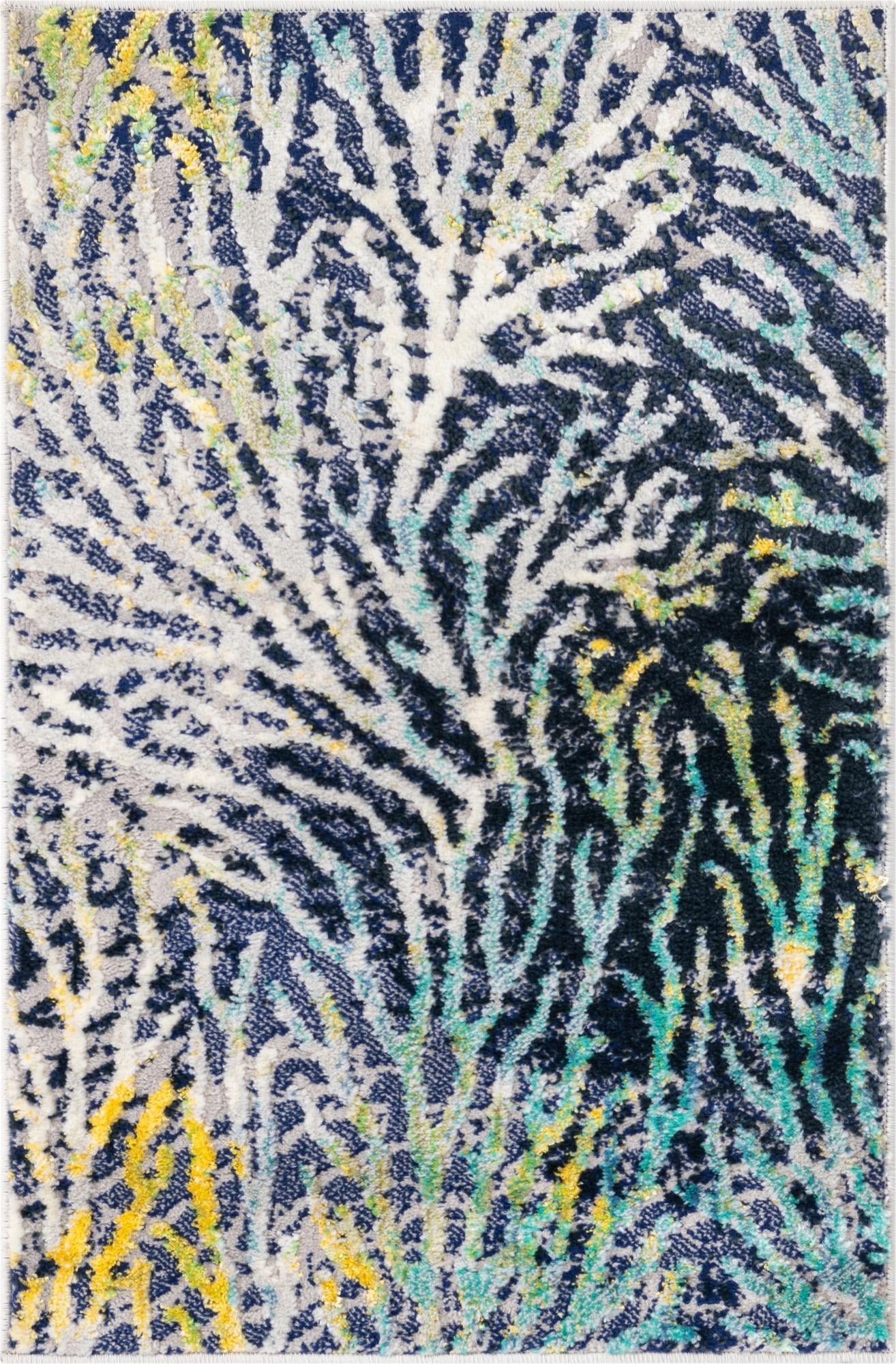 Unique Loom Seaweed Ariel Rug Blue/Ivory 2' x 3' 1" Rectangle Botanical ...