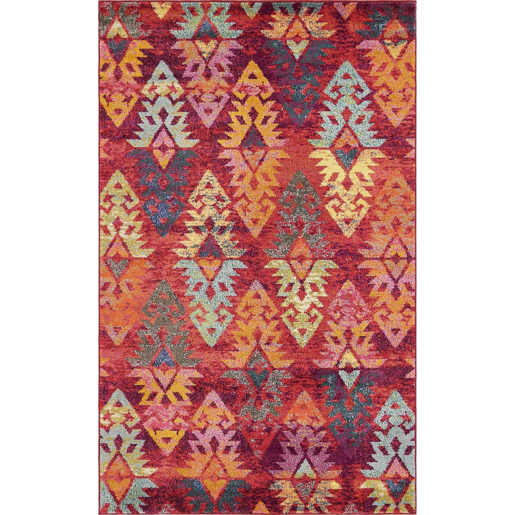 Unique Loom Sedona Rectangular Distressed Contemporary Area Rugs, Pink ...