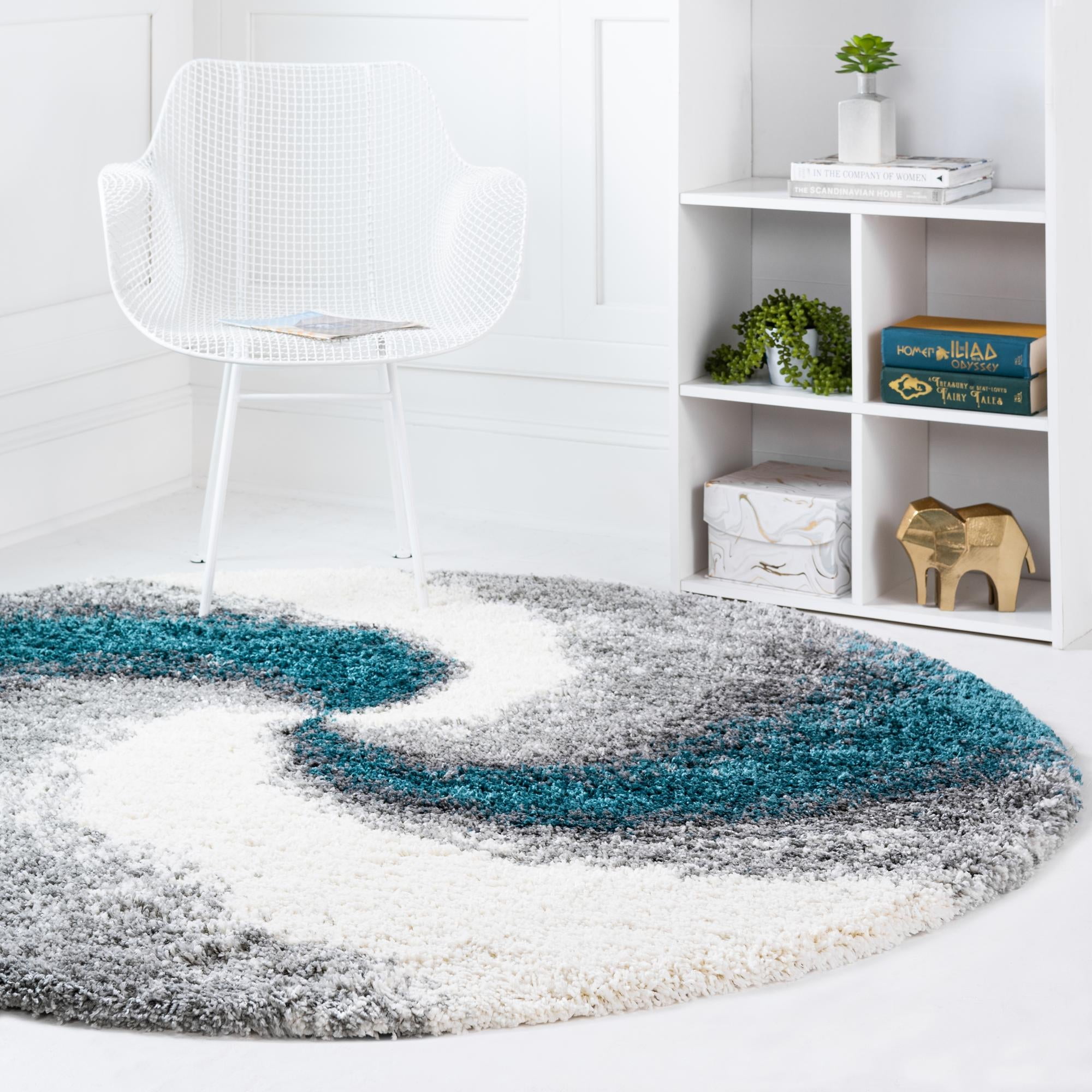 Unique Loom Soft Touch Shag Collection Area Rug - Selin (5' 3" Round ...