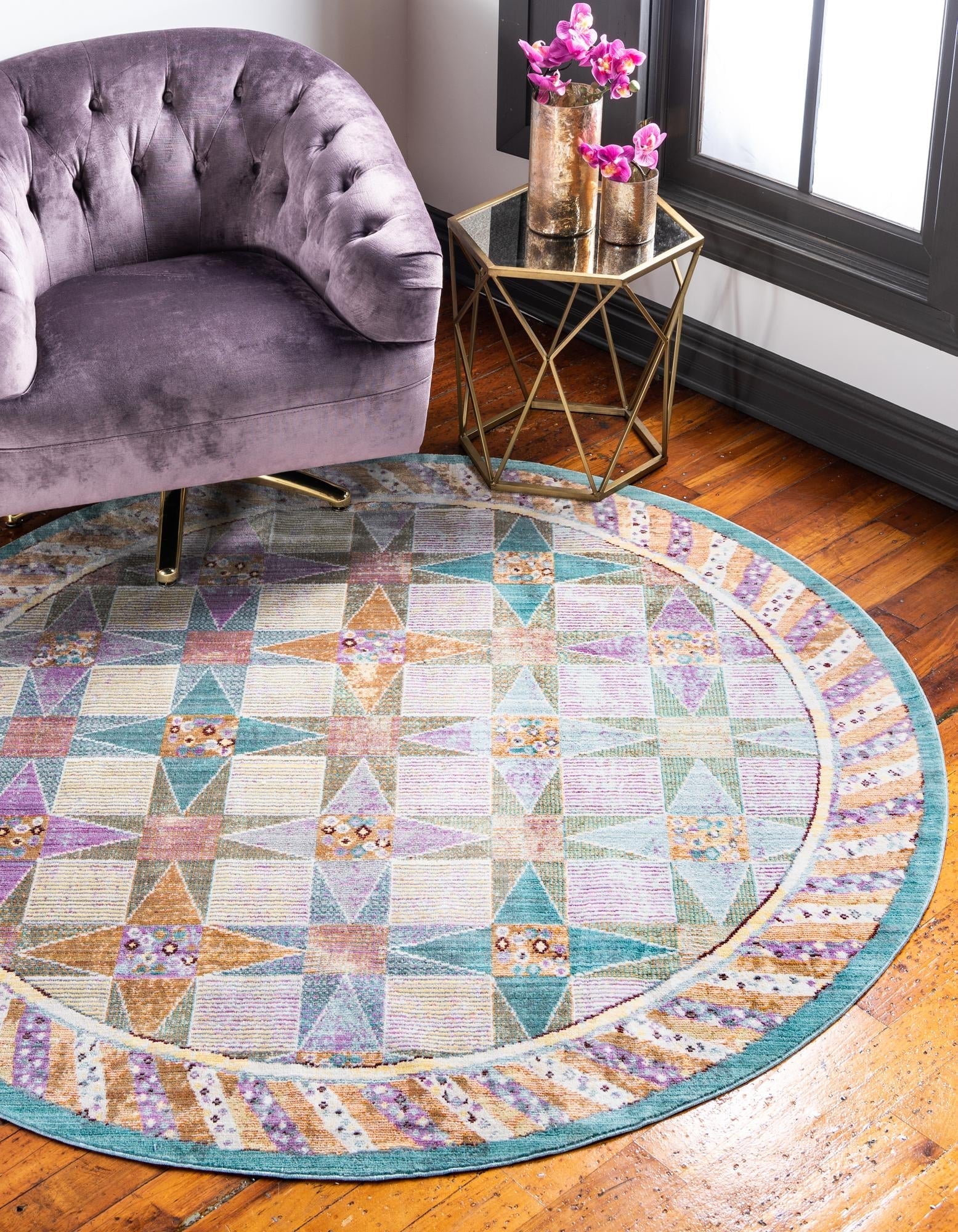 Unique Loom Austin Collection Area Rug - Serenade (6' 1" Round Multi ...