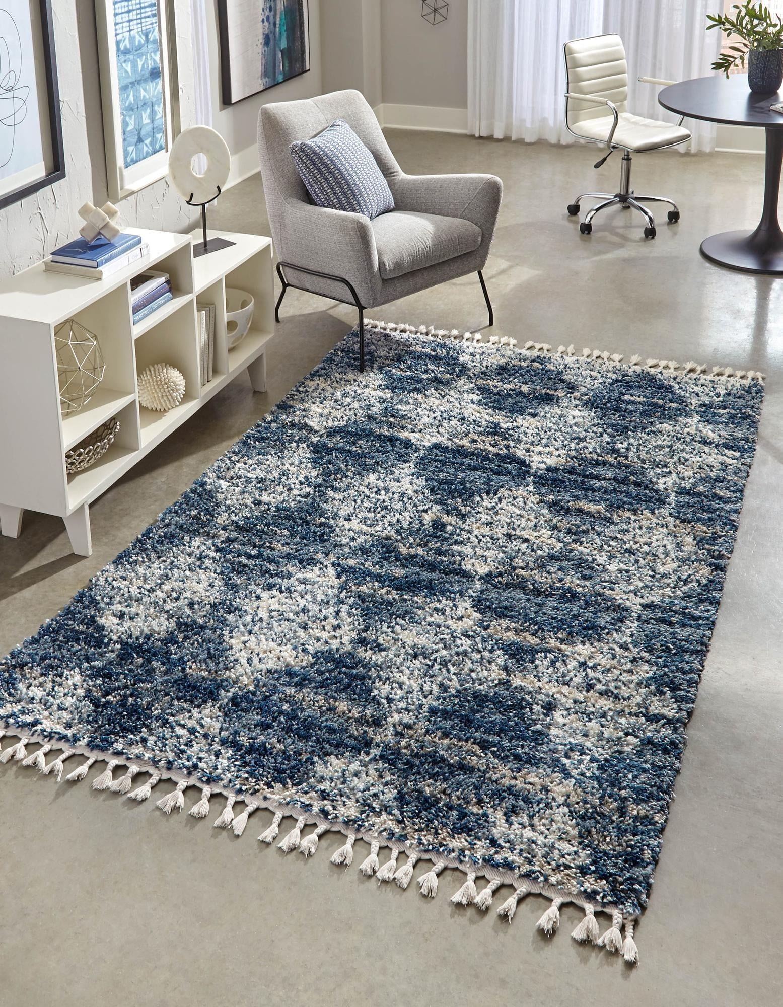Unique Loom Serenity Shag Collection Area Rug - Soufriere (5' 3" x 8 ...