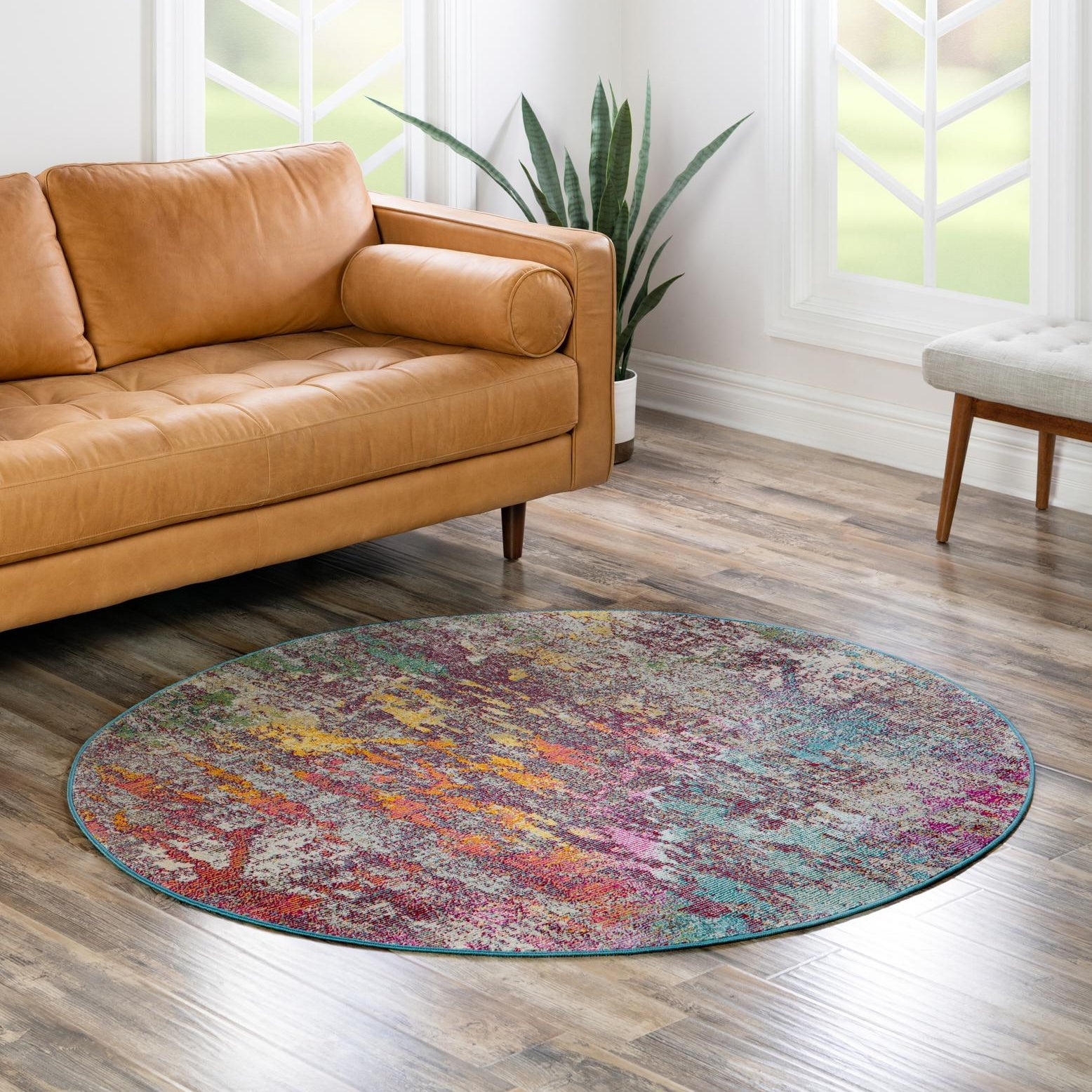 Unique Loom Starlight Collection Area Rug - Sirius (7' Round Multi/Blue ...