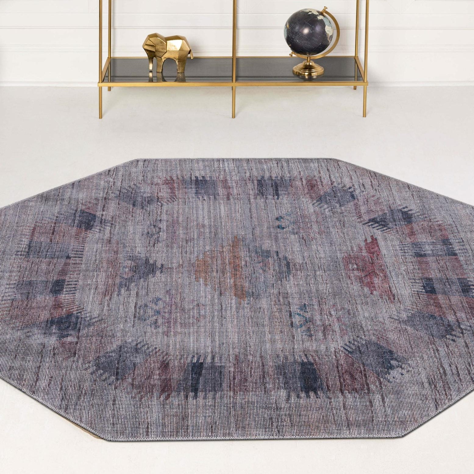 Unique Loom Sisu Collection Area Rug - Kerala (5' 3" Octagon Sandy and ...