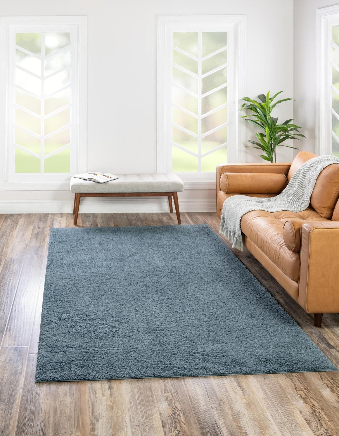 Unique Loom Sky Studio Solid Shag Rug Slate Blue 9' x 12' Rectangle ...