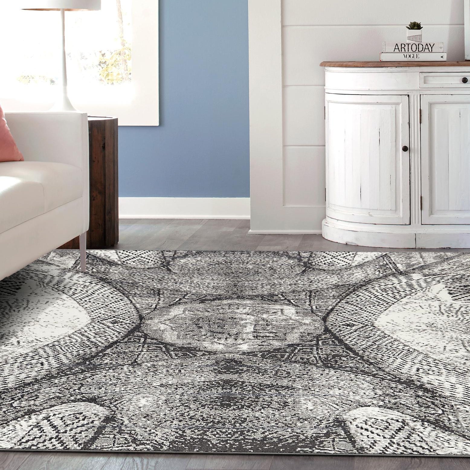 Unique Loom Sofia Collection Area Rug - Albert (6' 1" Square Dark Gray ...