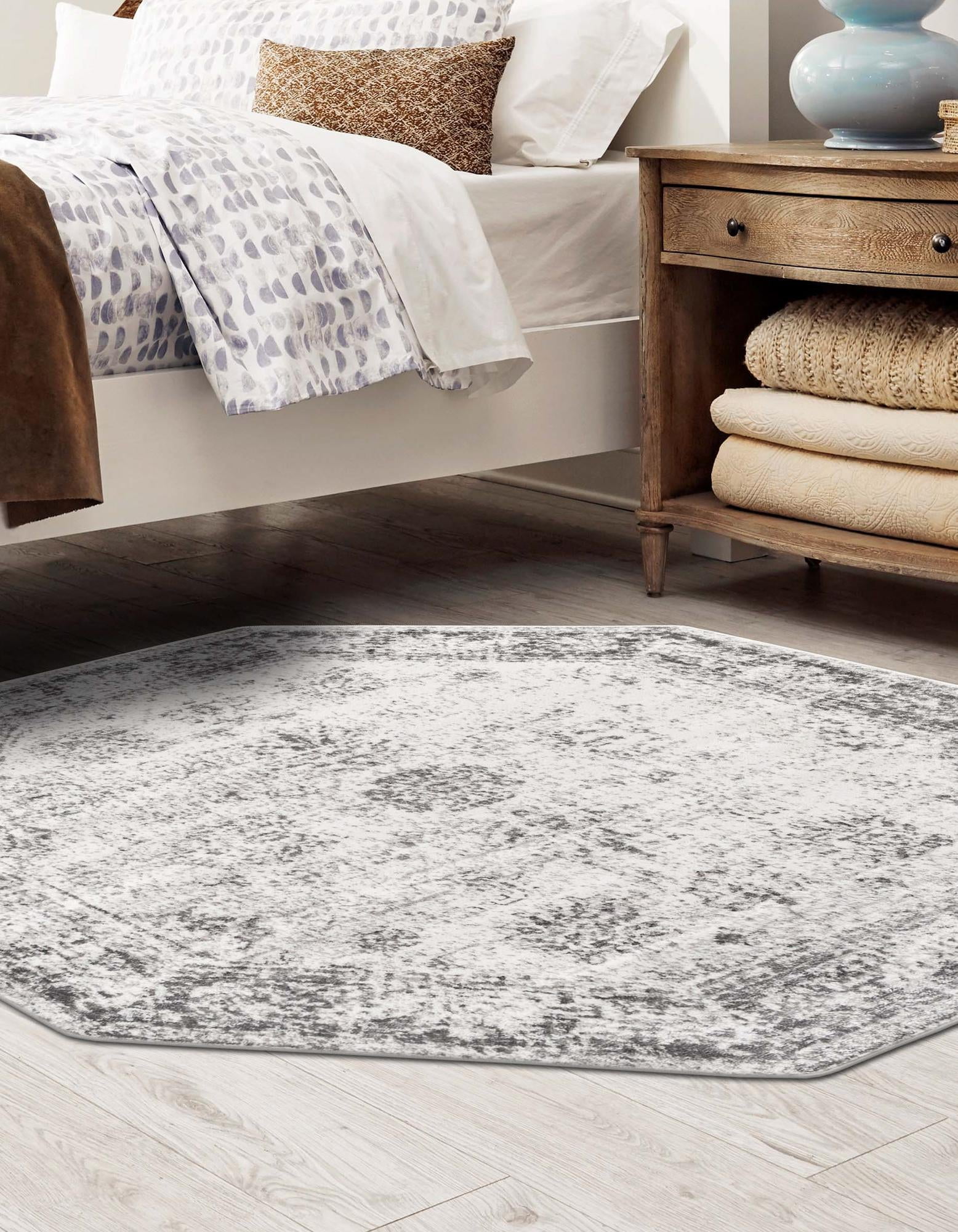 Unique Loom Sofia Collection Area Rug - Casino (4' Octagon Gray/Beige ...
