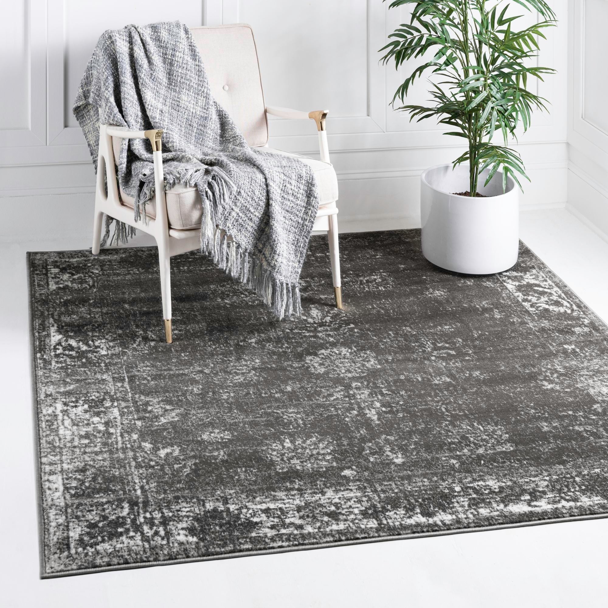 Unique Loom Sofia Collection Area Rug - Casino (6' 1" Square Dark Gray ...