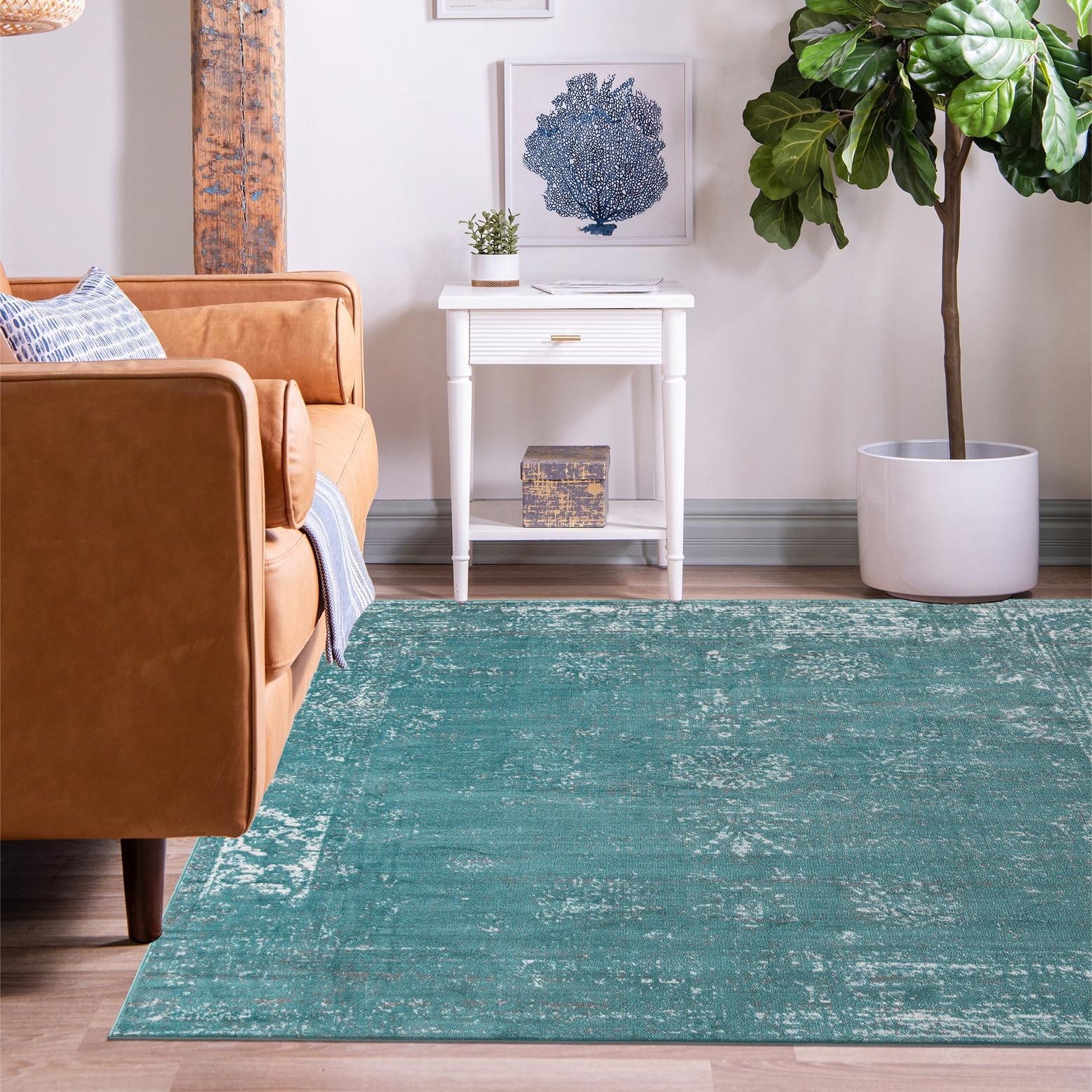 Unique Loom Sofia Collection Area Rug - Casino (8' Square Turquoise ...