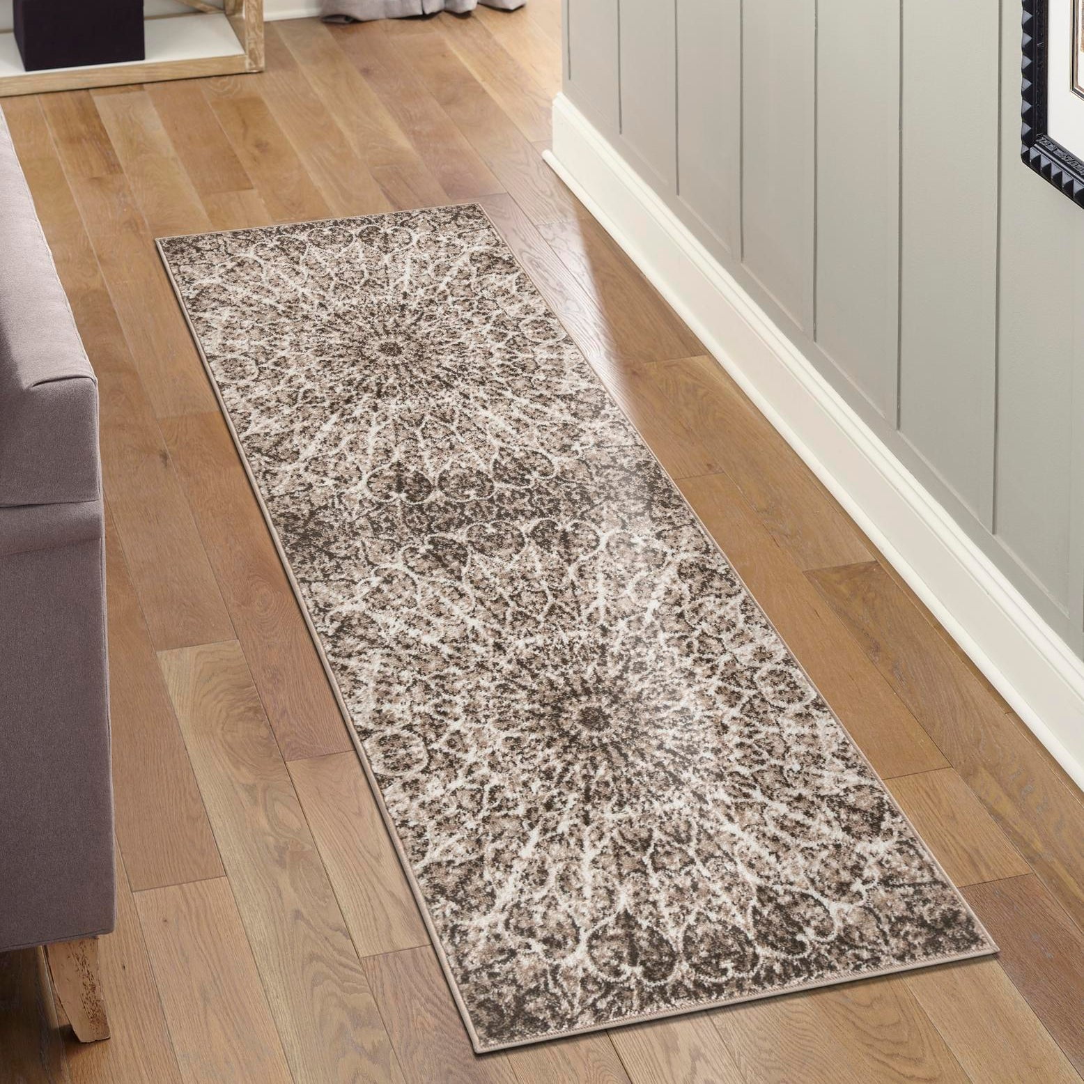 Unique Loom Sofia Collection Area Rug - Grace (2' x 13' 1" Runner Brown ...
