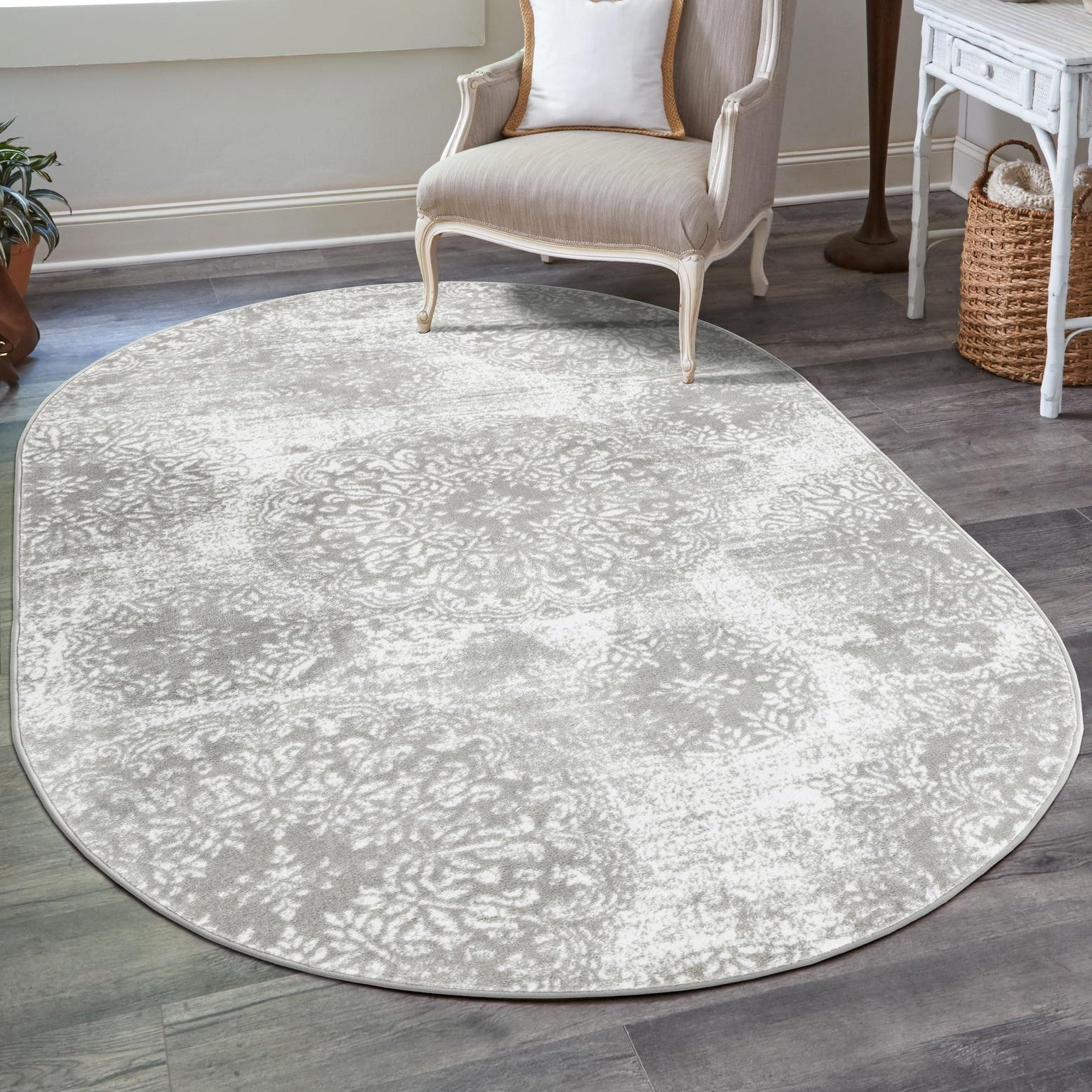 Unique Loom Sofia Collection Area Rug - Grand (4' 1" x 6' 1" Oval Light ...