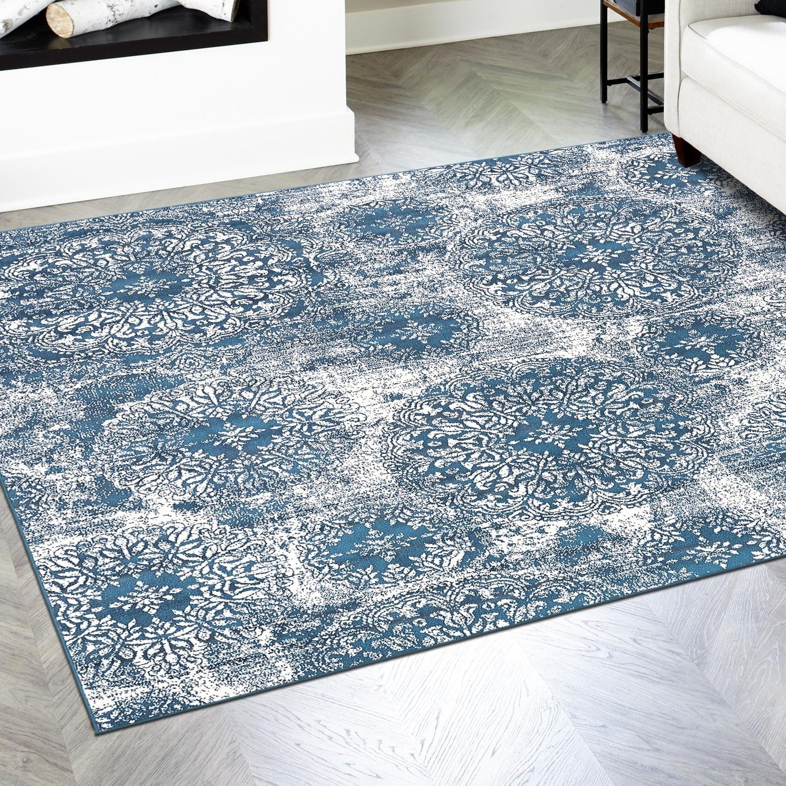 Unique Loom Sofia Collection Area Rug - Grand (6' 1" Square Blue/Ivory ...