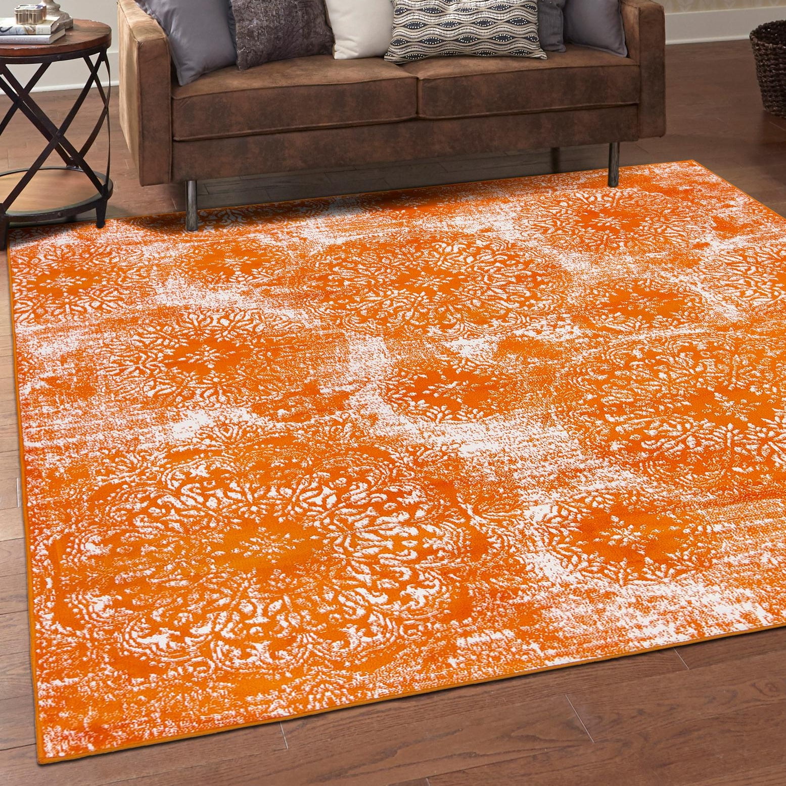 Unique Loom Sofia Collection Area Rug - Grand (6' 1" Square Orange ...