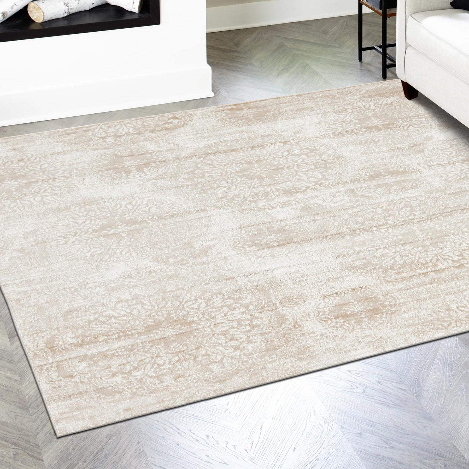 Unique Loom Sofia Collection Area Rug - Grand (8' Square Beige/Ivory ...