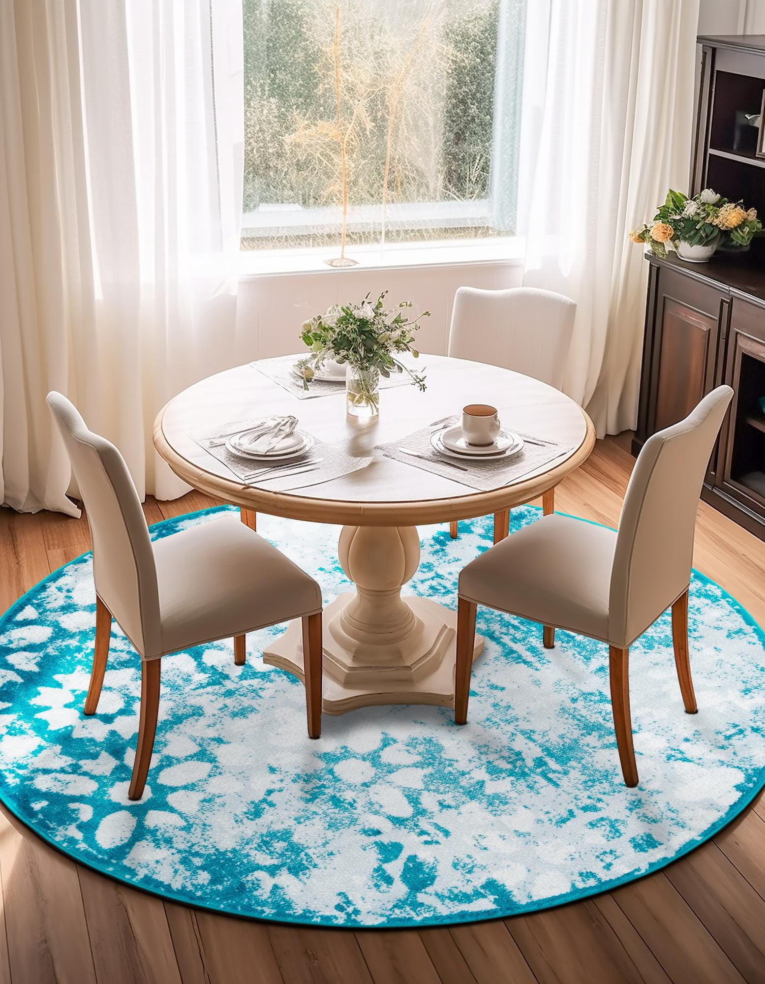 Unique Loom Sofia Collection Area Rug - Larvotto (5' 1" Round Turquoise ...