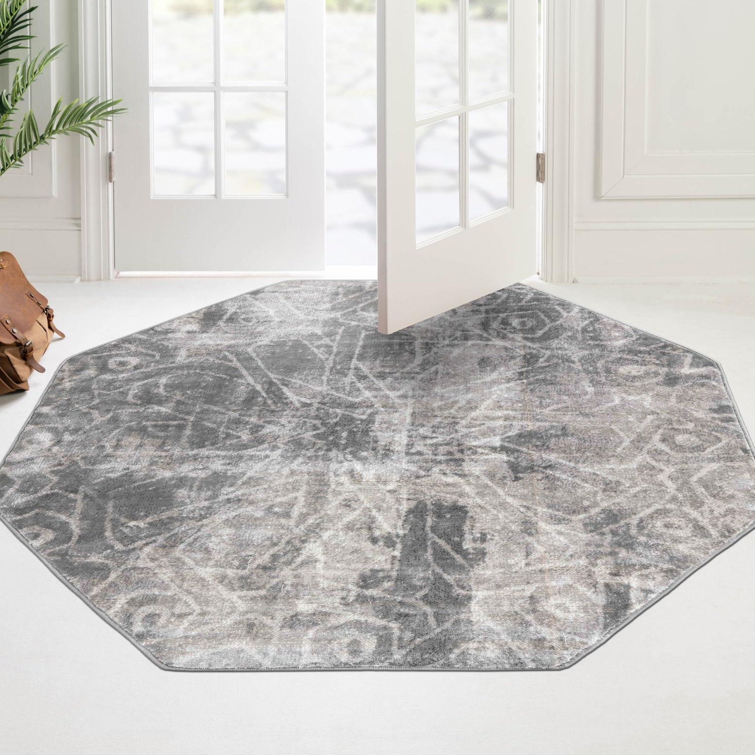 Unique Loom Sofia Collection Area Rug - Rainier (5' 2" Octagon Dark ...