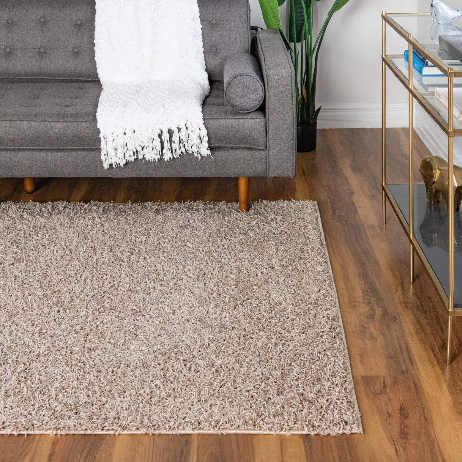 Unique Loom Comfort Solid Shag Collection Area Rug - Solace (3' 3" x 5 ...