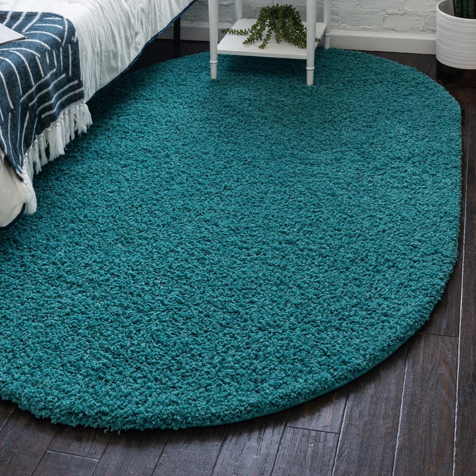 Unique Loom Solid Shag Collection Area Rug (3' 1" x 5' 3" Oval Deep ...