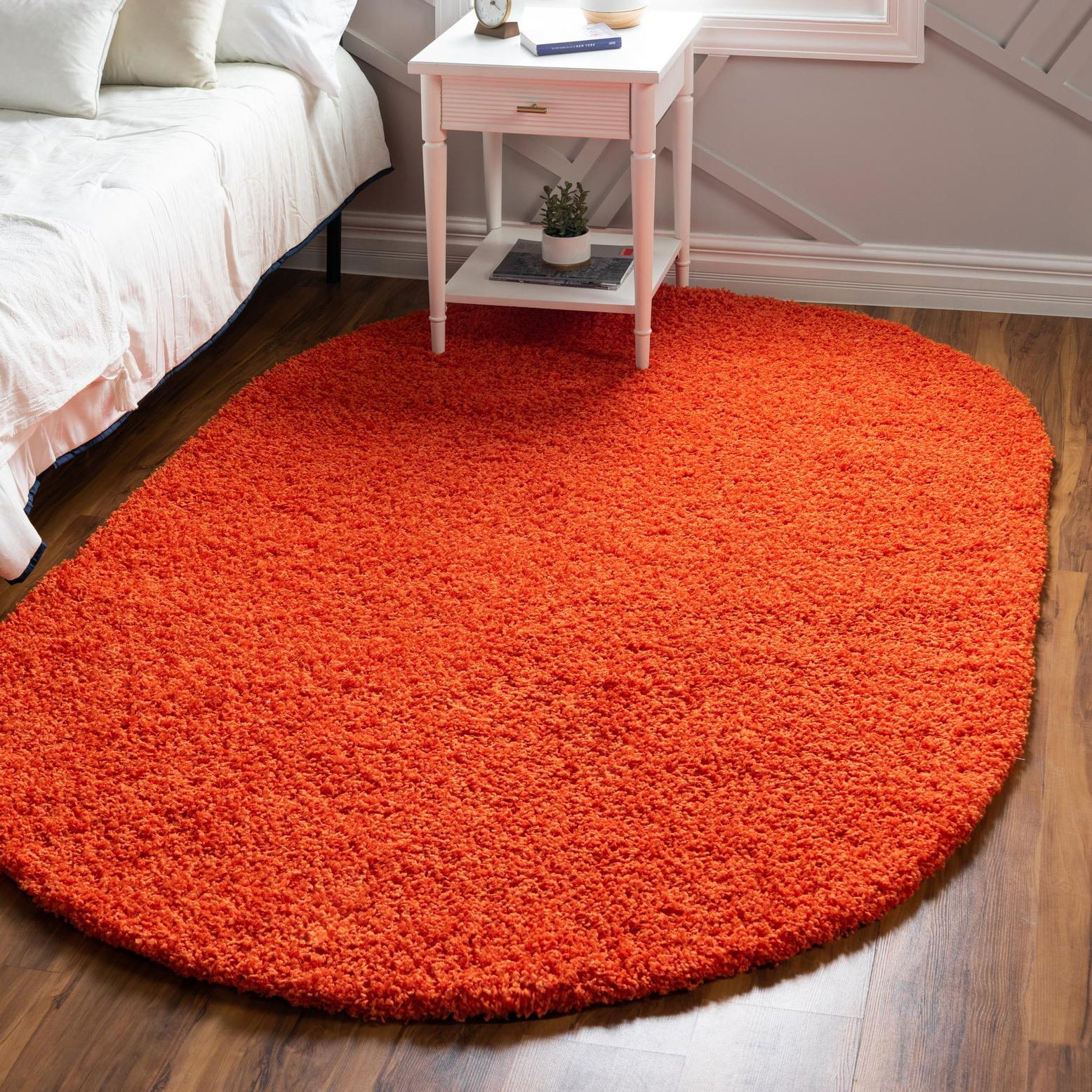 Unique Loom Solid Shag Collection Area Rug (3' 3" x 5' 3" Oval Tiger ...