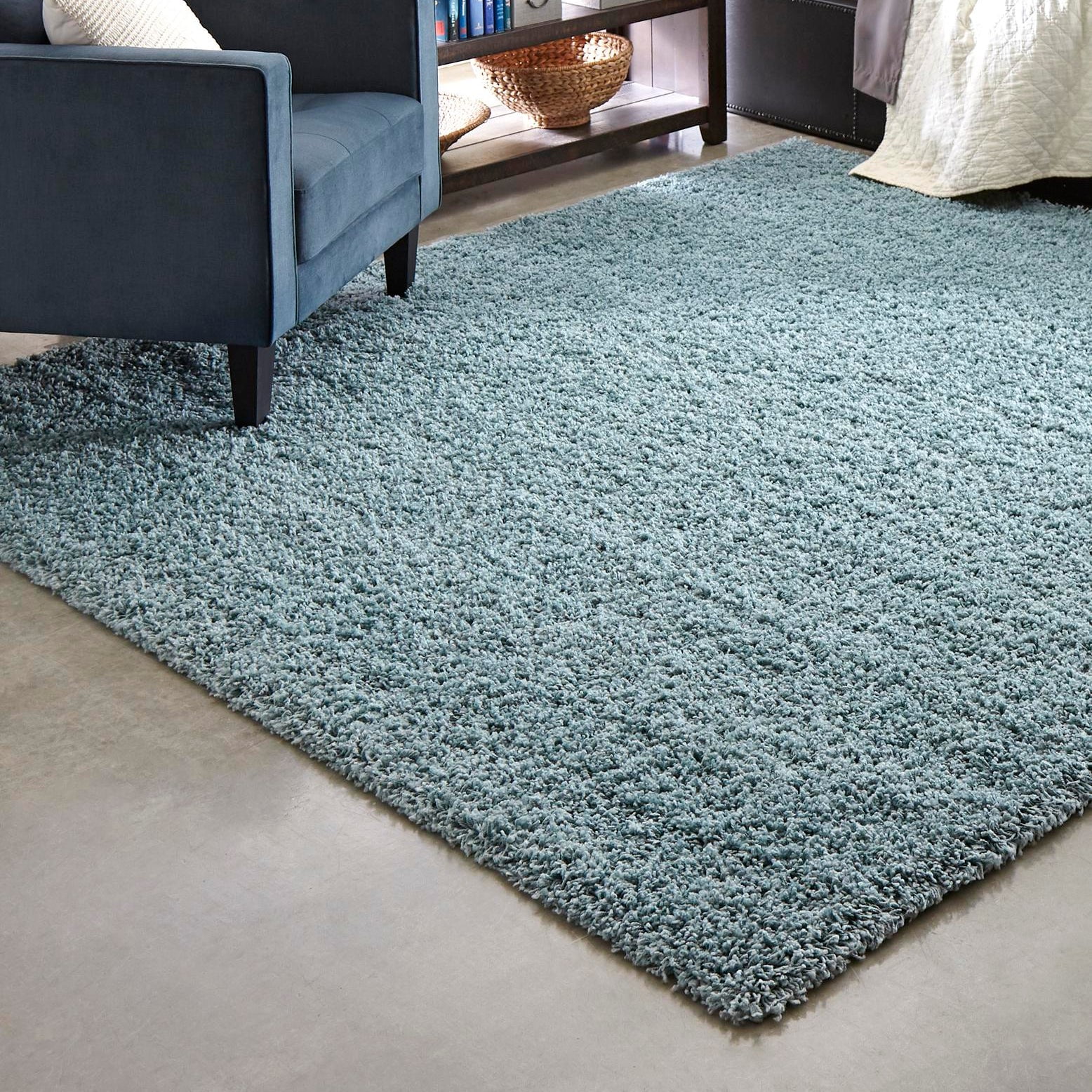 Unique Loom Solid Shag Collection Area Rug (8' Square Light Slate Blue ...