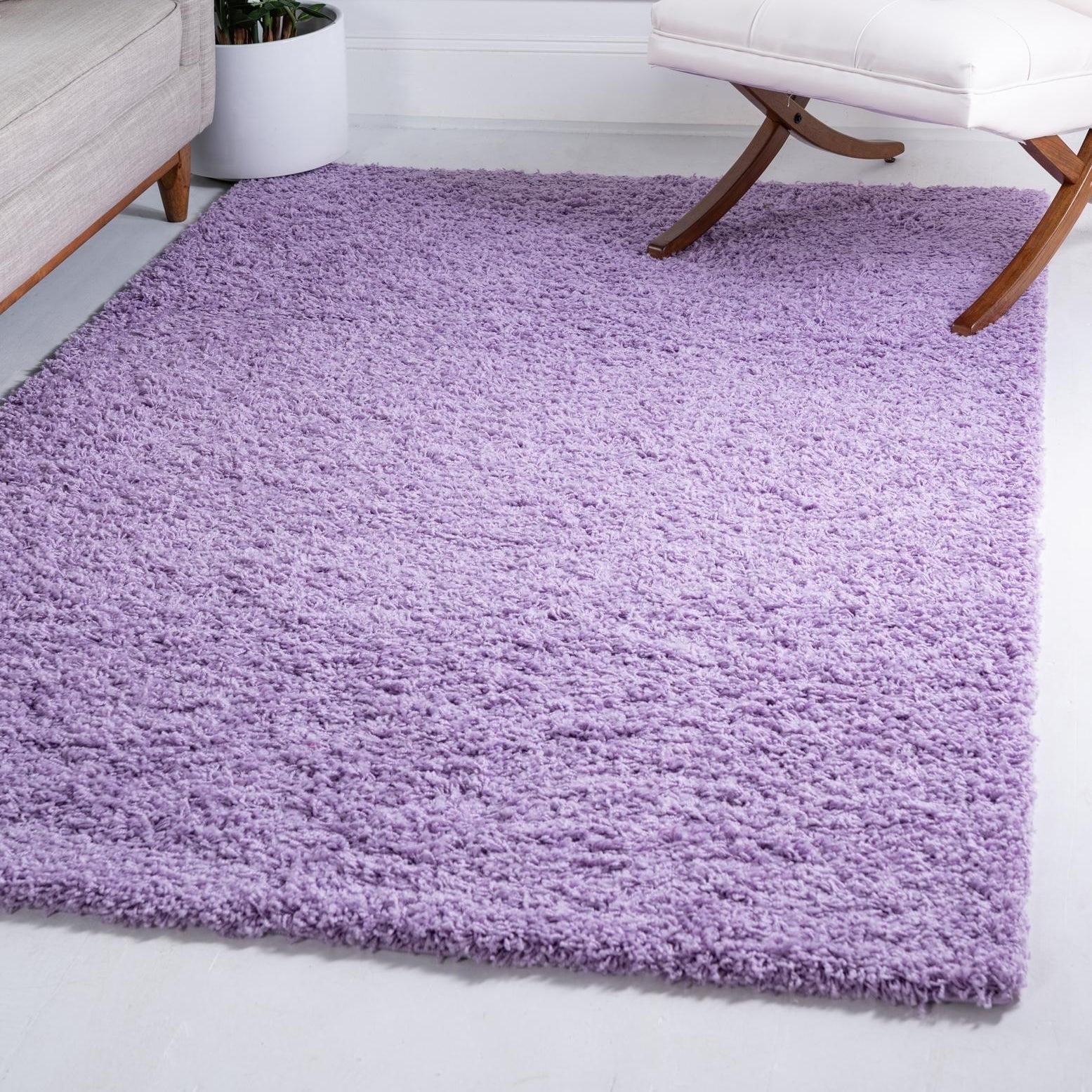 Unique Loom Solid Shag Collection Area Rug (9' x 12' Rectangle Lilac ...