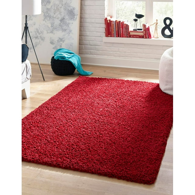 Unique Loom Solid Shag Collection Area Rug (7' 1" x 10' Rectangle ...