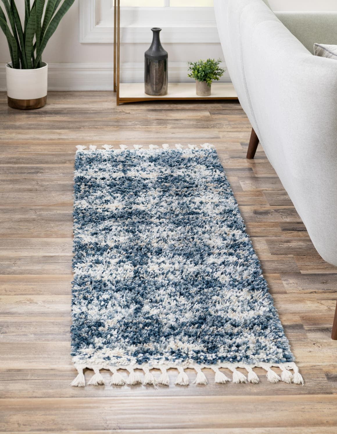 Unique Loom Soufriere Serenity Shag Rug ,Runner,2' 7" x 12' 2" Blue ...