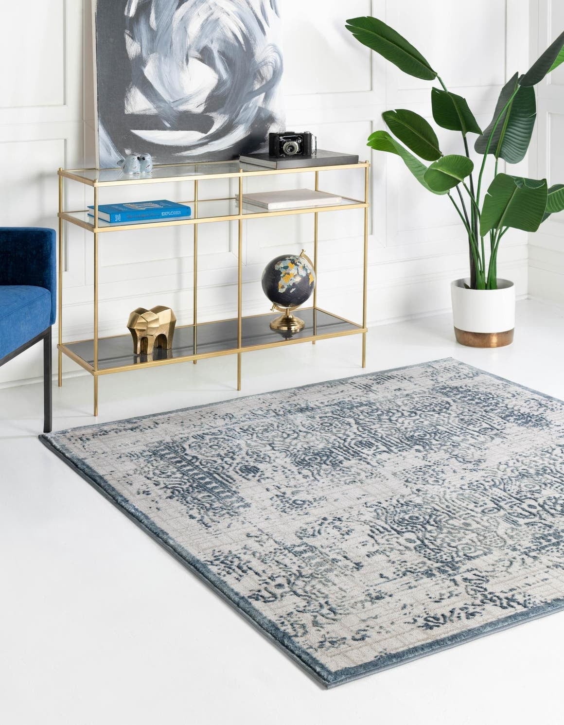 Unique Loom Aberdeen Collection Area Rug - Stanhope (5' 3" Square Blue ...