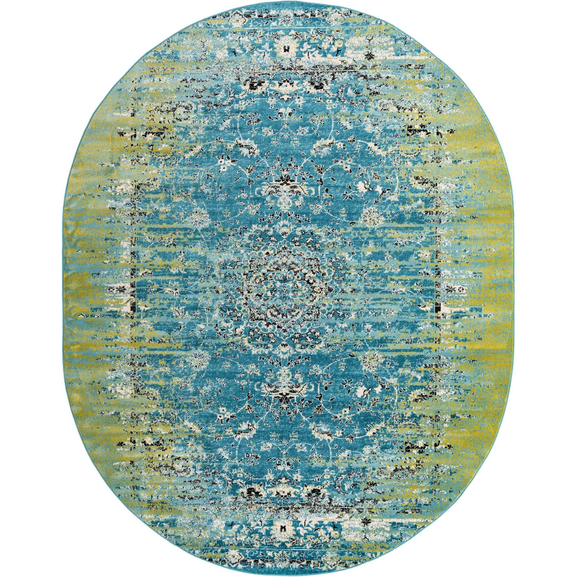 Unique Loom Sultan Imperial Rug Blue/Light Green 7' 10" x 10' Oval ...