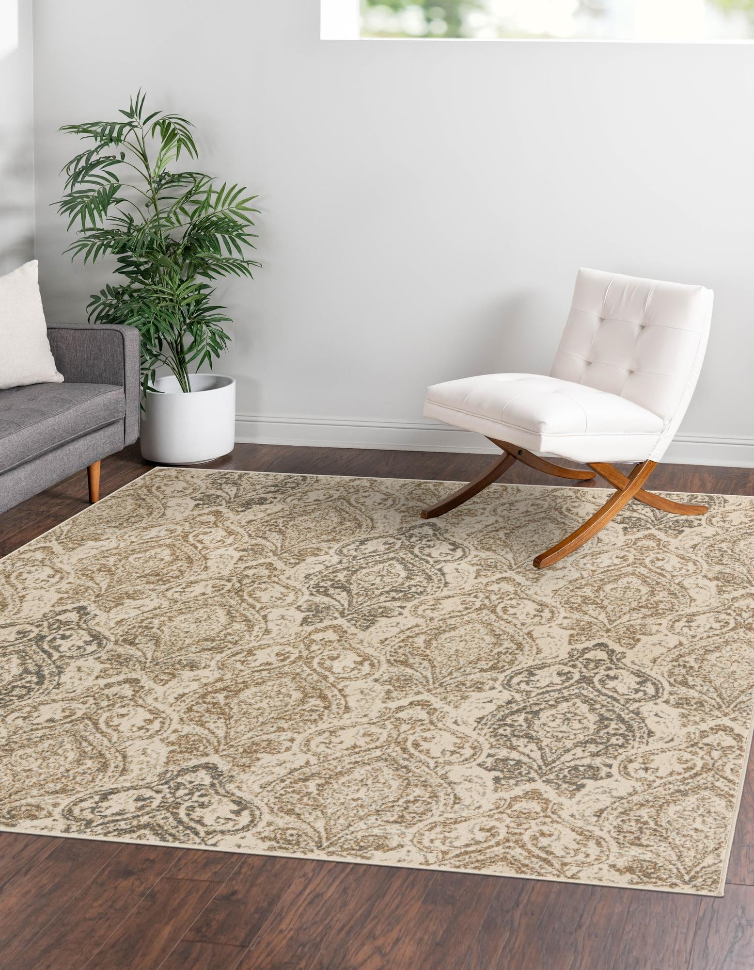 Unique Loom Sunset Tuareg Rug Beige/Brown 8' Square Geometric Modern ...