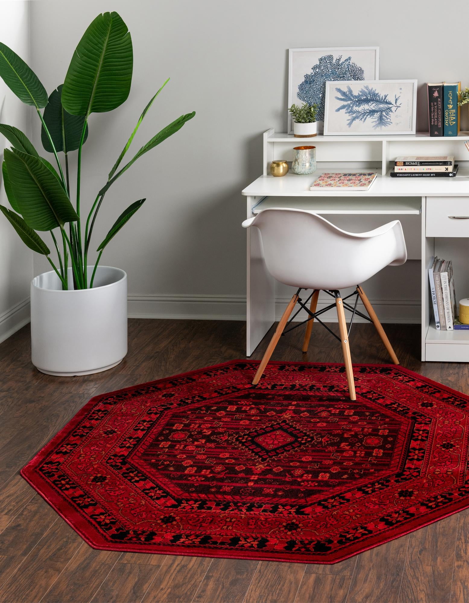 Unique Loom Tekke Collection Area Rug - Sheibani (5' 3" Octagon Red ...
