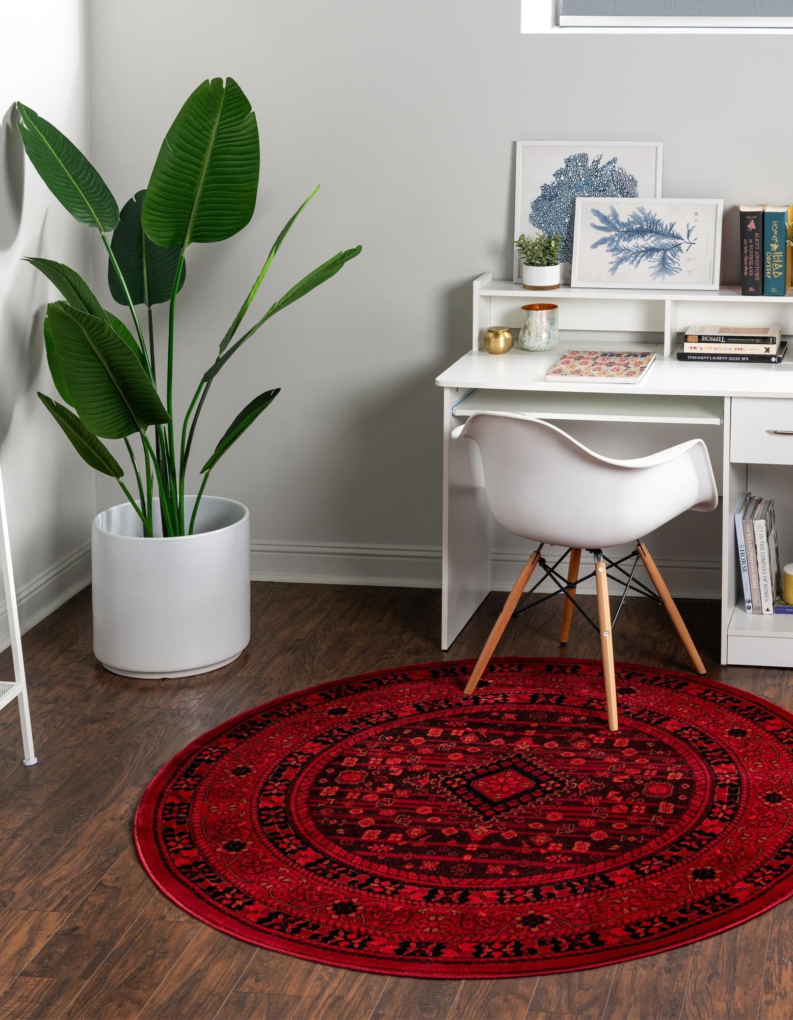 Unique Loom Tekke Collection Area Rug - Sheibani (7' 10" Round Red ...